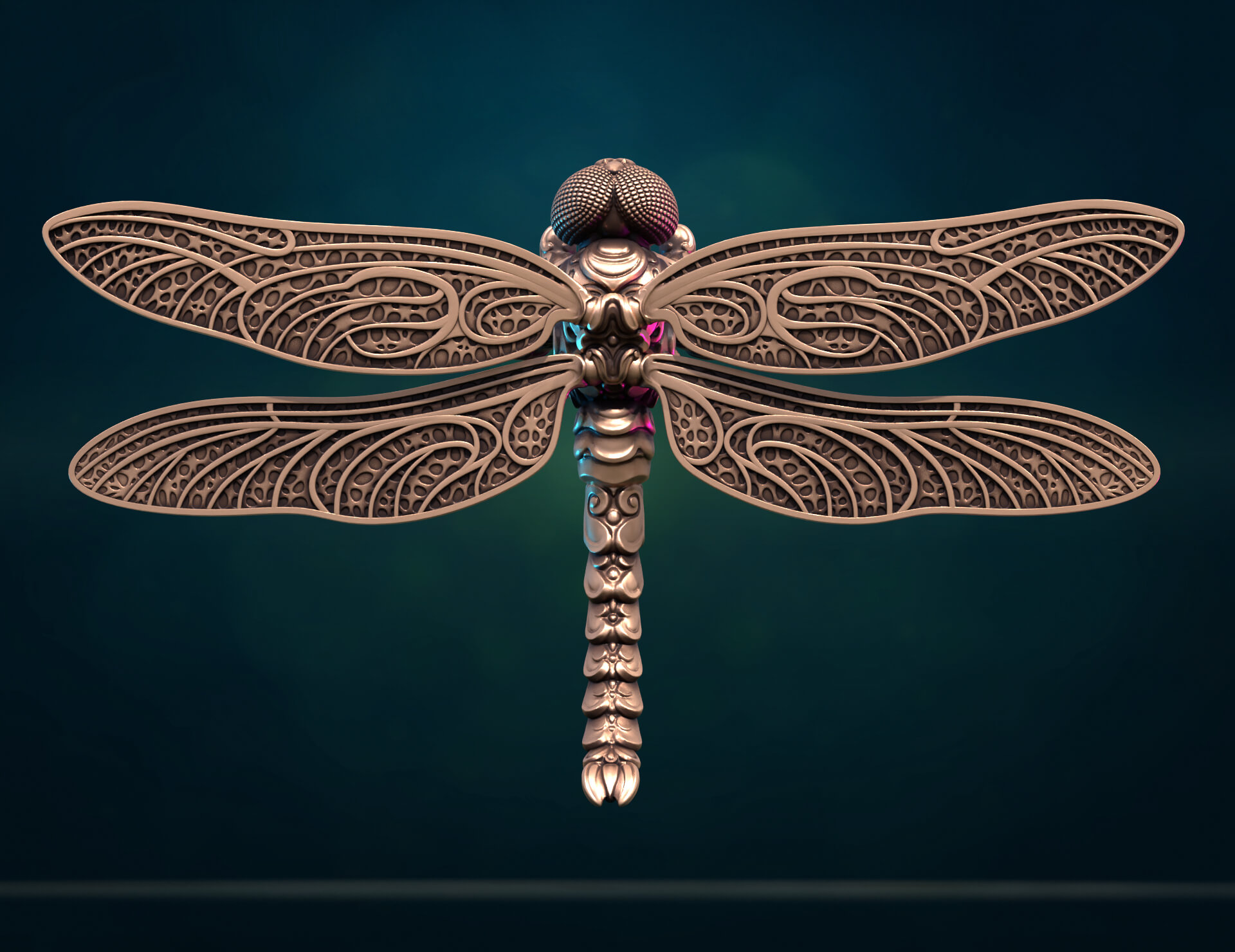 Dragonfly Sculpture - 3D Model by Skazok