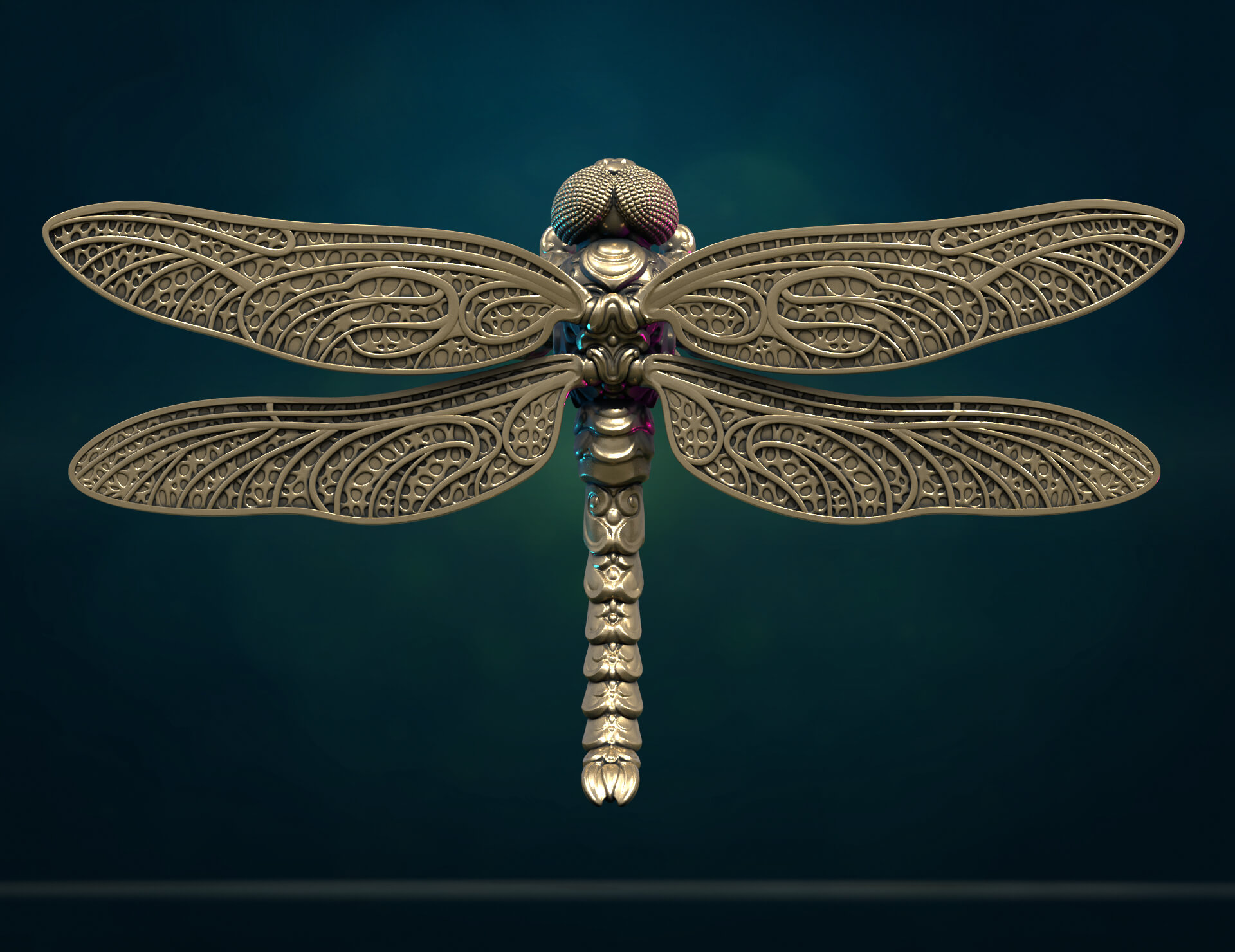 Dragonfly Sculpture - 3D Model by Skazok