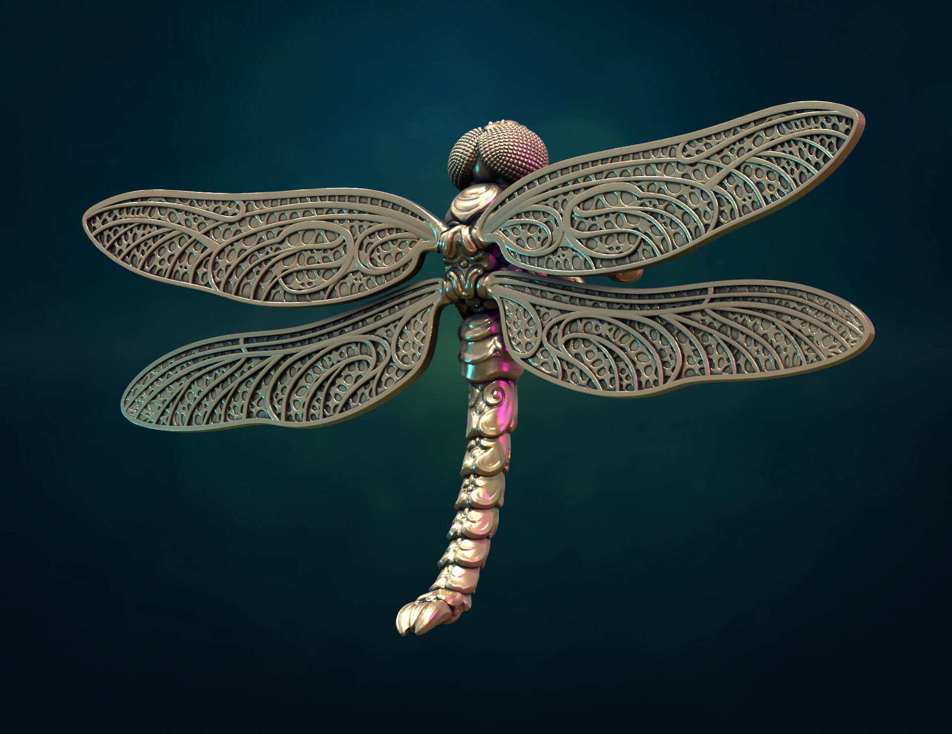 Dragonfly Sculpture - 3D Model by Skazok