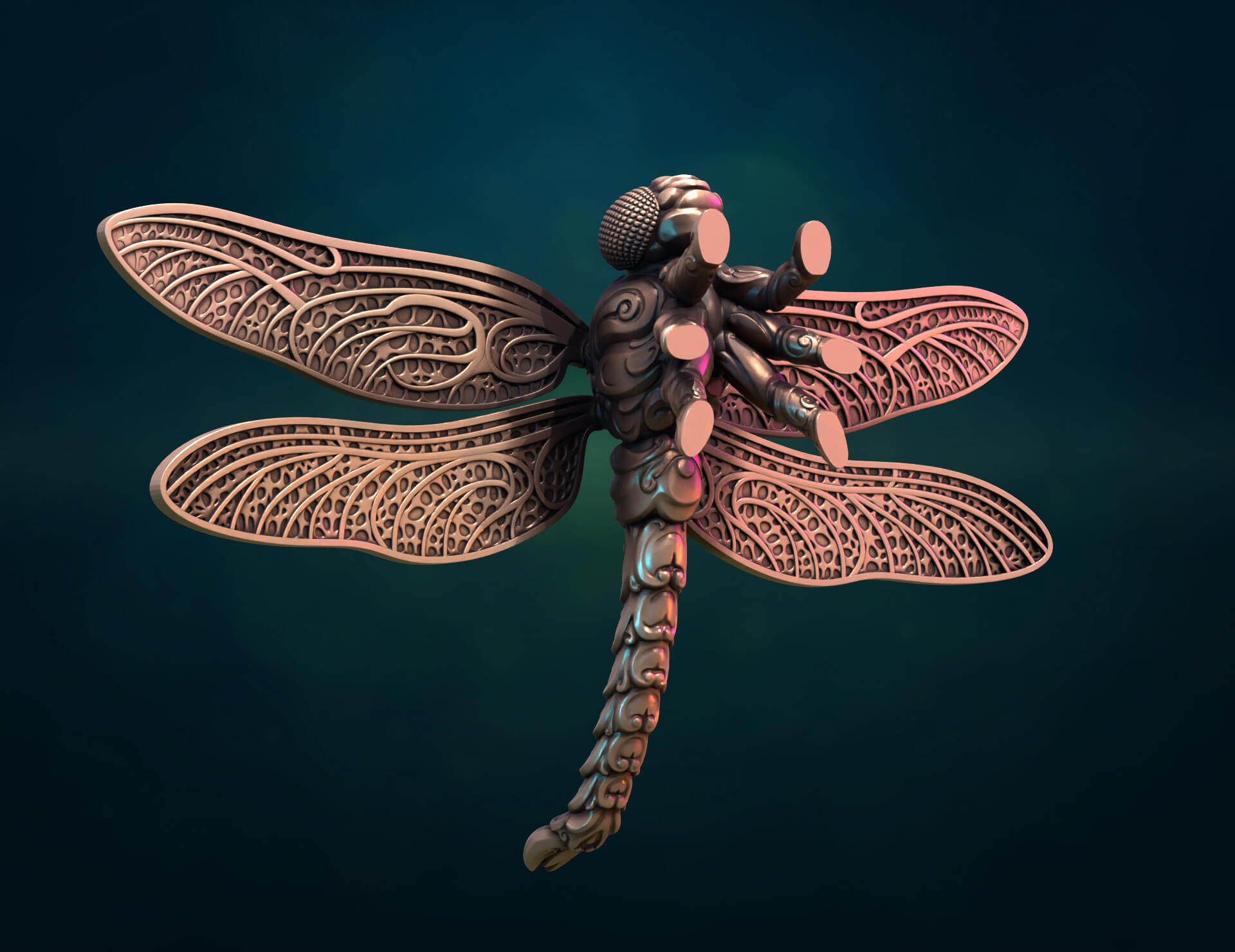 Dragonfly Sculpture - 3D Model by Skazok