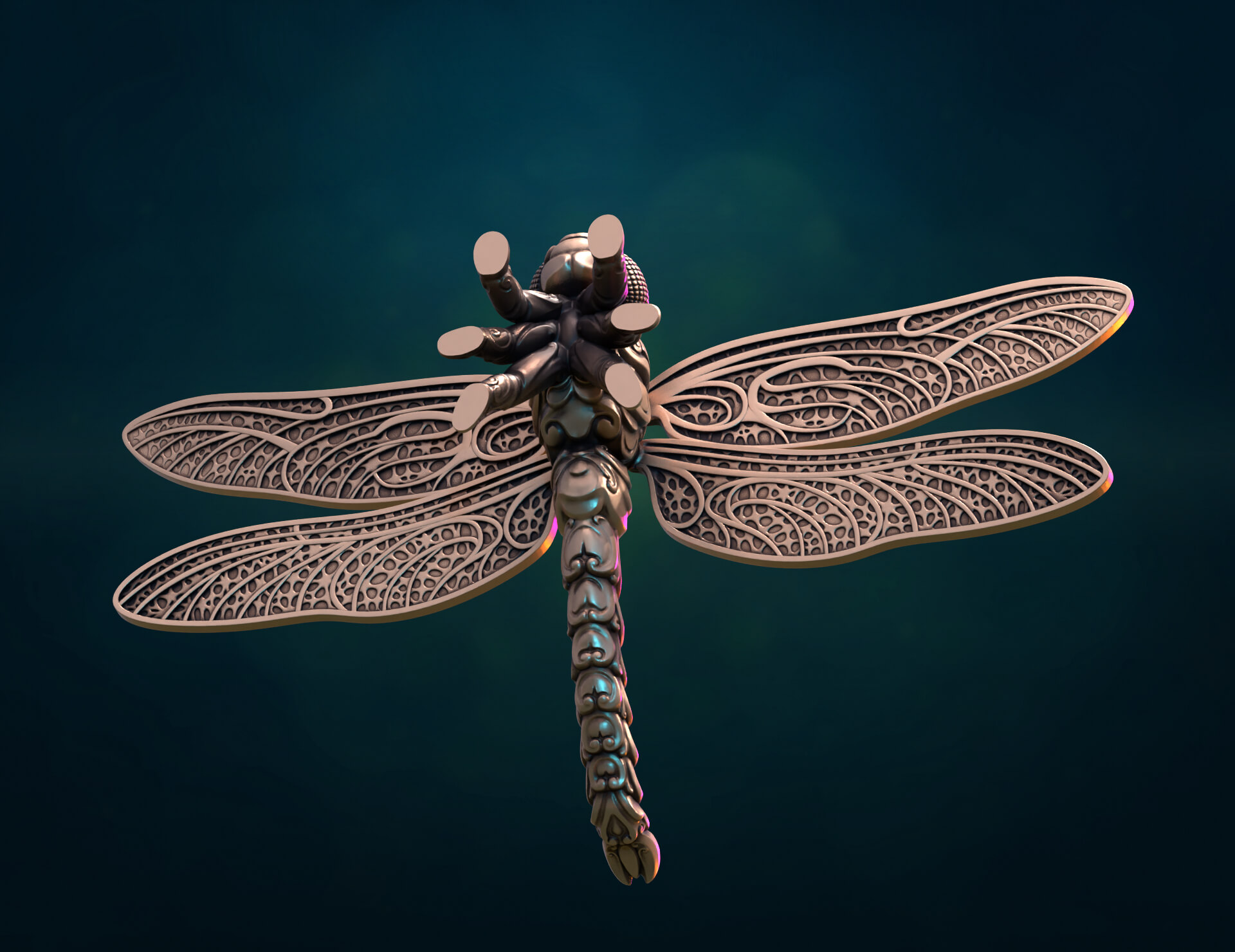 Dragonfly Sculpture - 3D Model by Skazok
