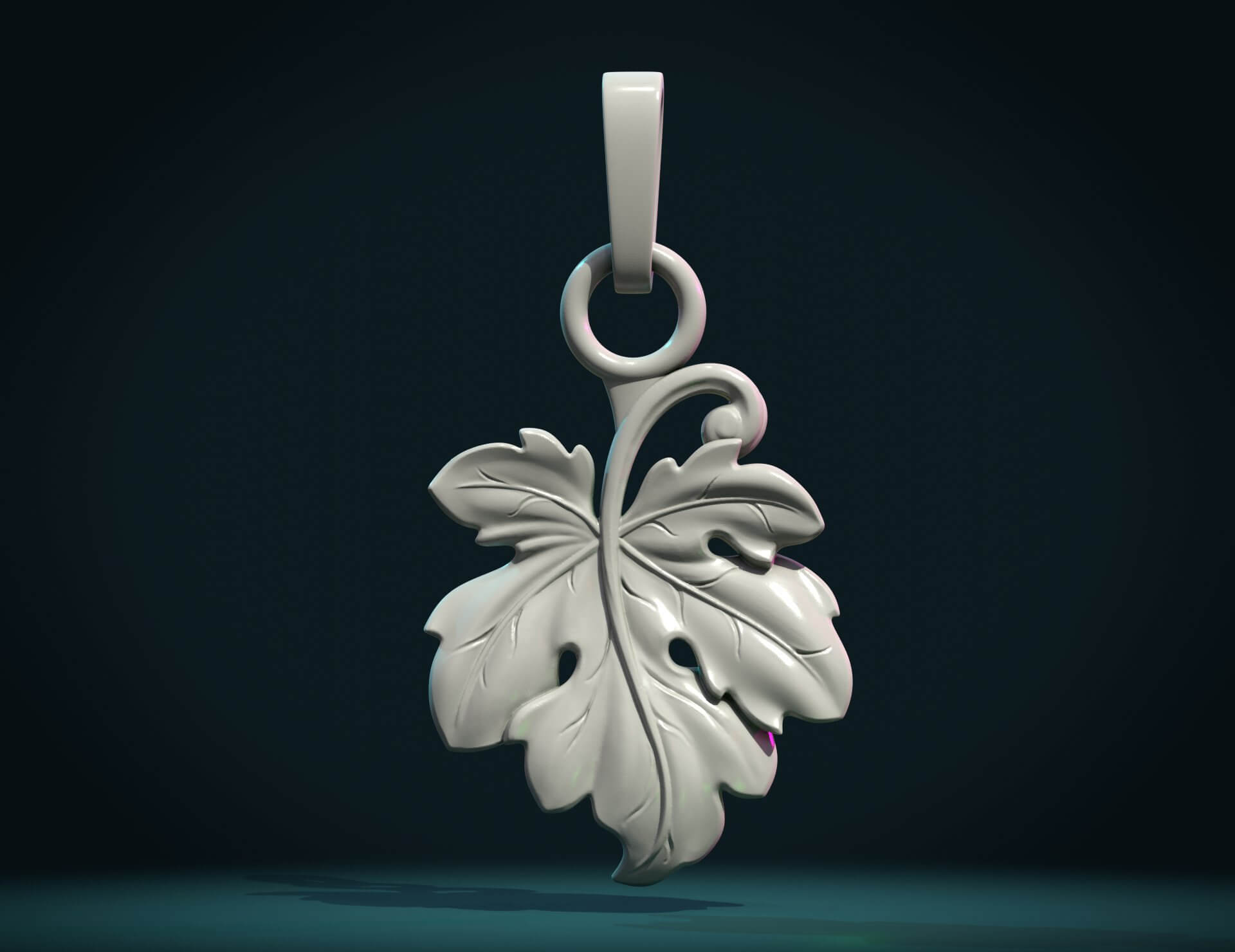 Fig Leaf Charm Pendant - 3D Model by Skazok