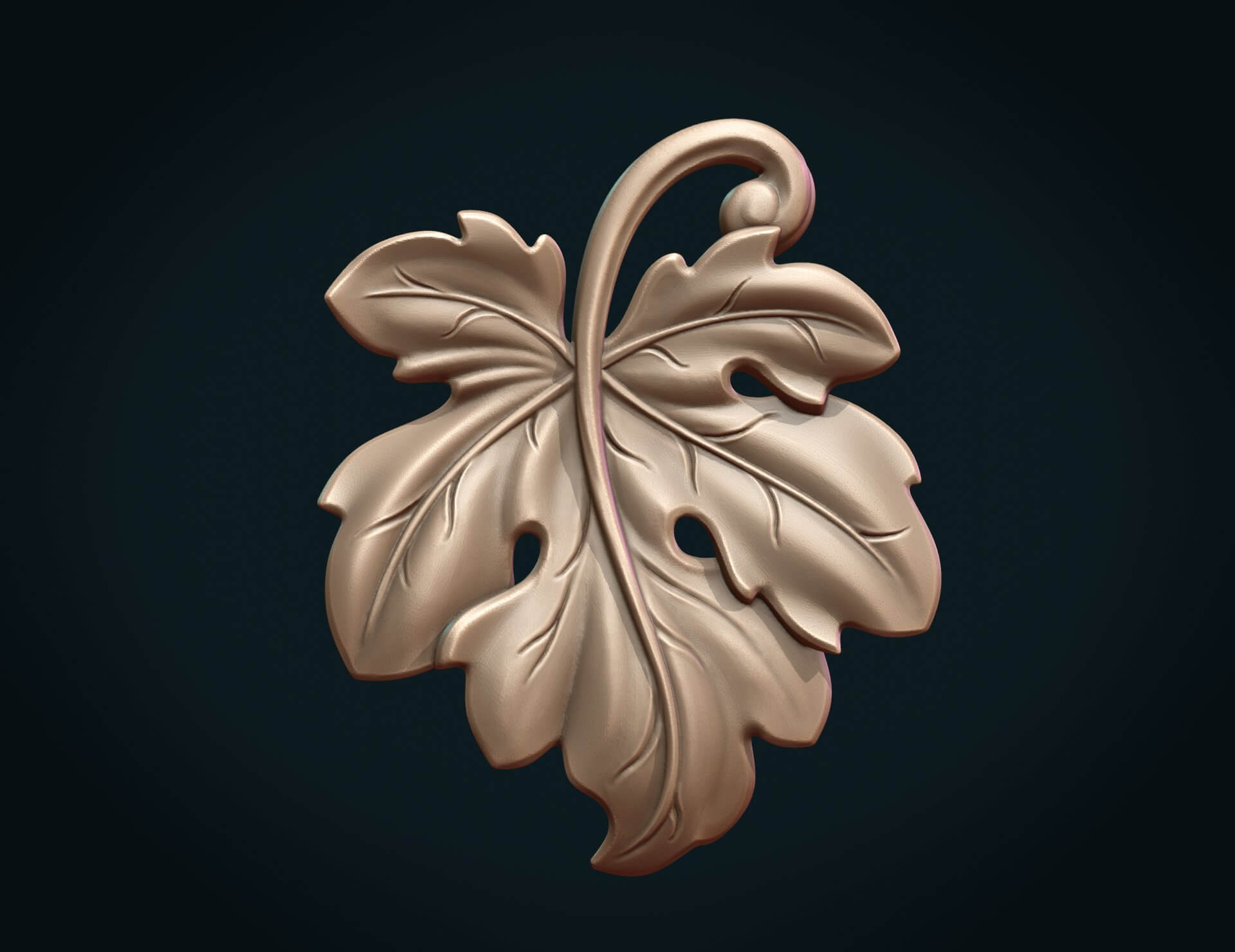 Fig Leaf Charm Pendant - 3D Model by Skazok