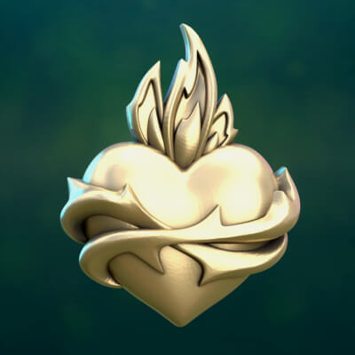 Flame Heart and Pendant - 3D Model by Skazok