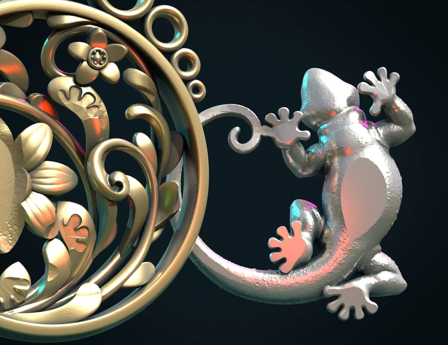 Gecko Pendant - 3D Model by Skazok