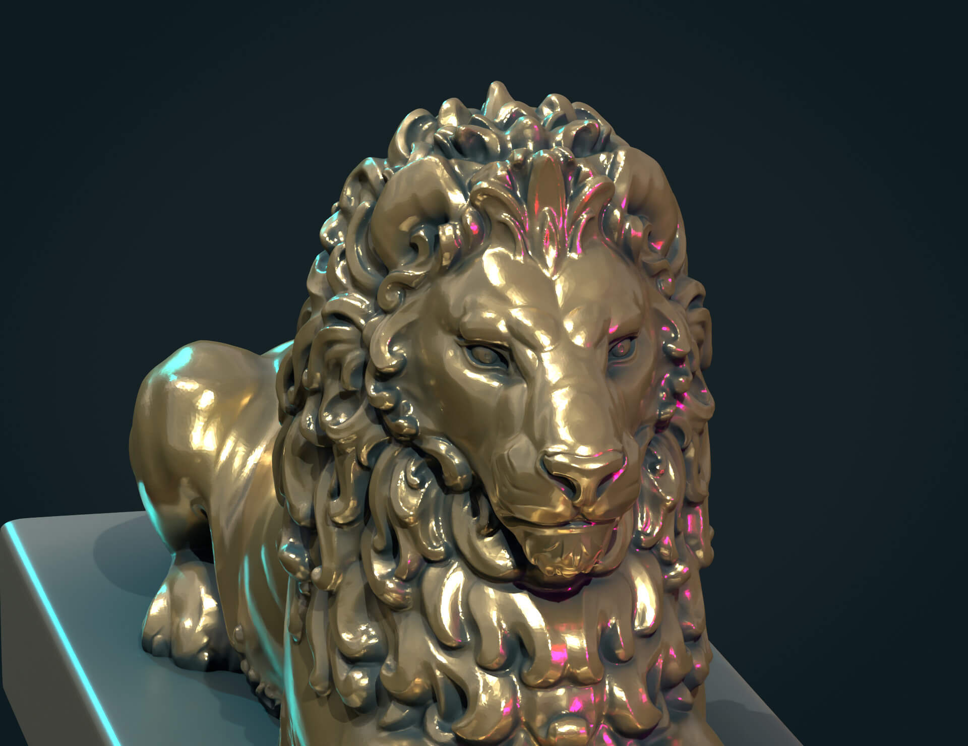 Lion Sculpture - 3D Model by Skazok