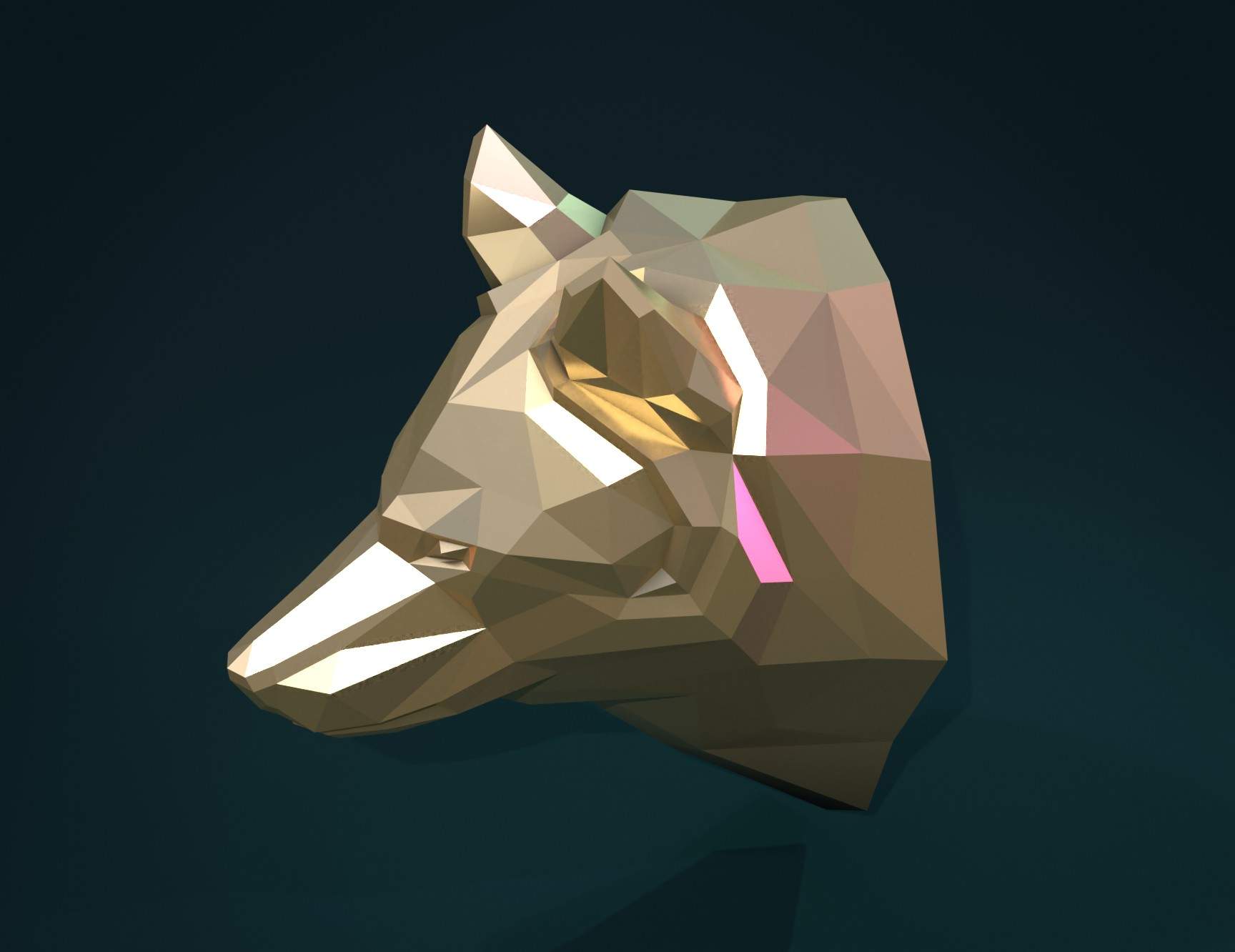Low Poly Wolf Head - 3D Model by Skazok