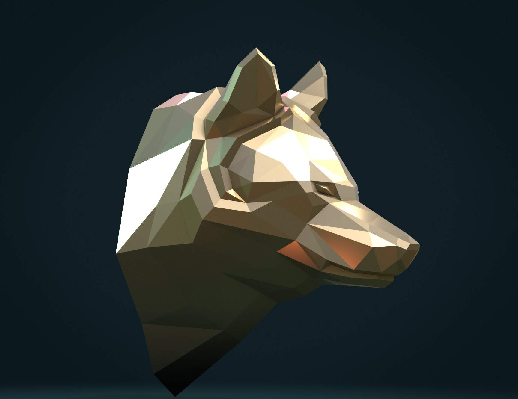 Low Poly Wolf Head - 3D Model by Skazok