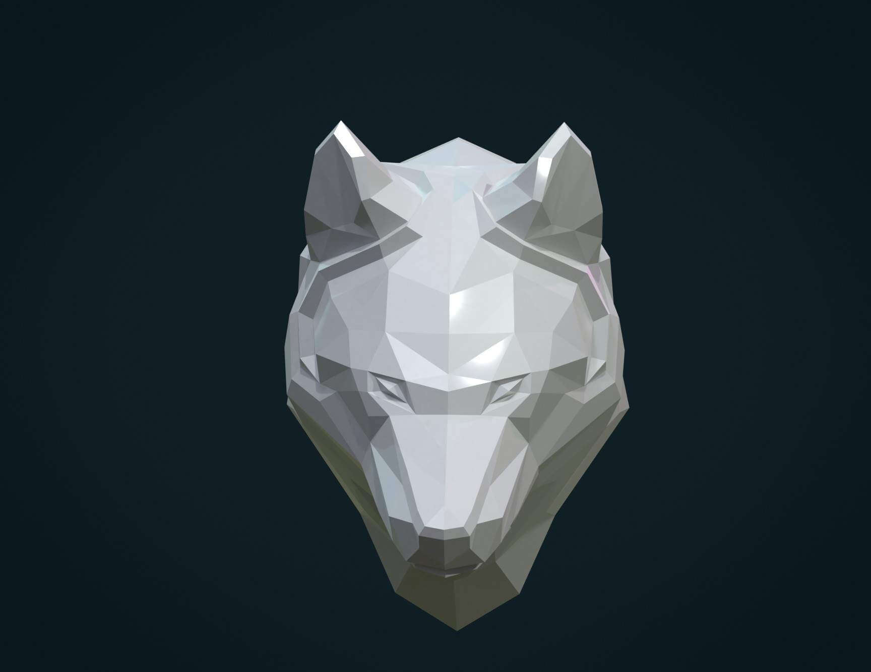 Low Poly Wolf Head - 3D Model by Skazok