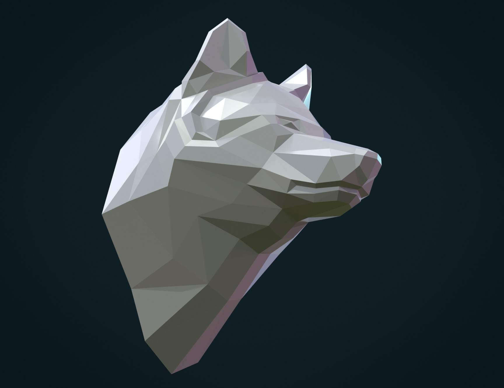 Low Poly Wolf Head - 3D Model by Skazok