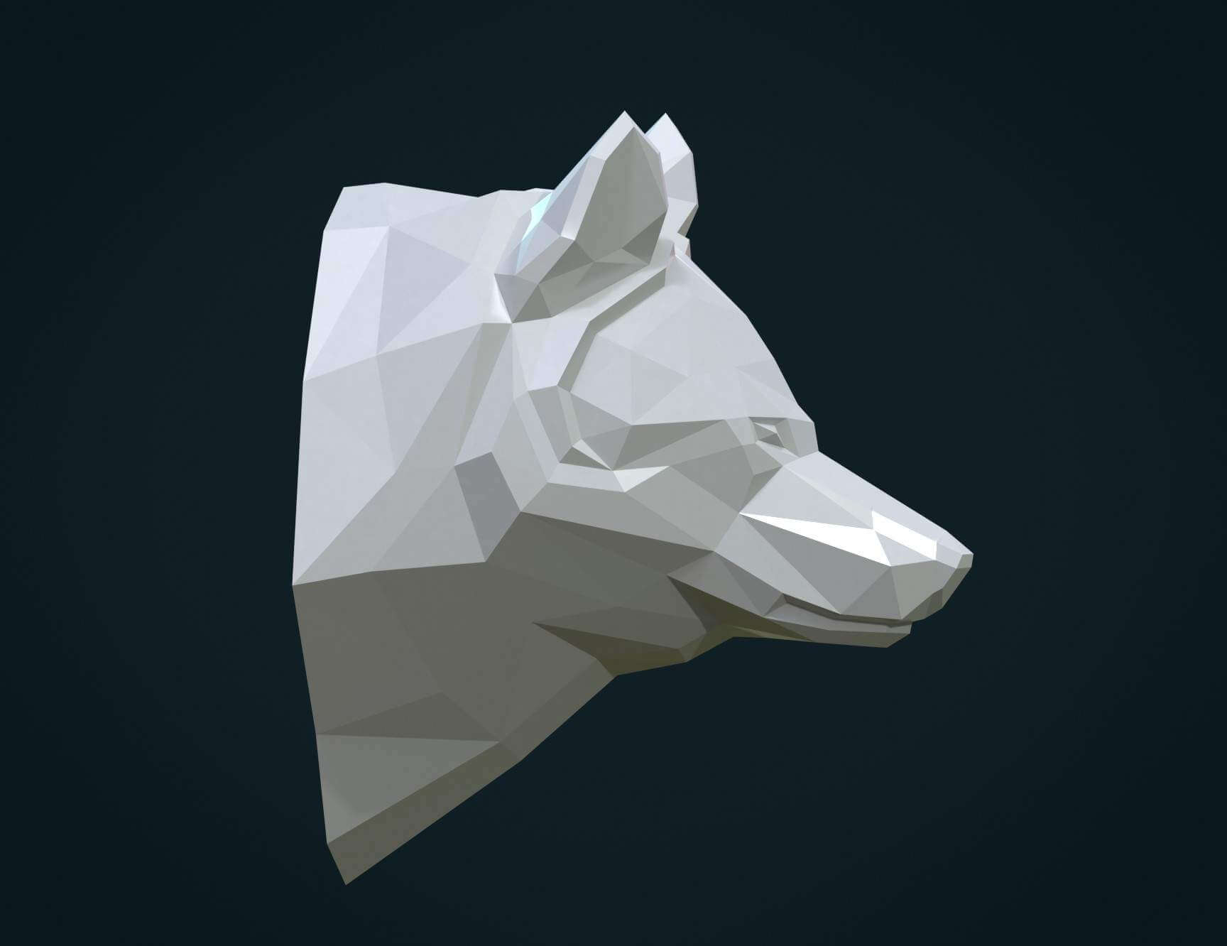 Low Poly Wolf Head - 3D Model by Skazok