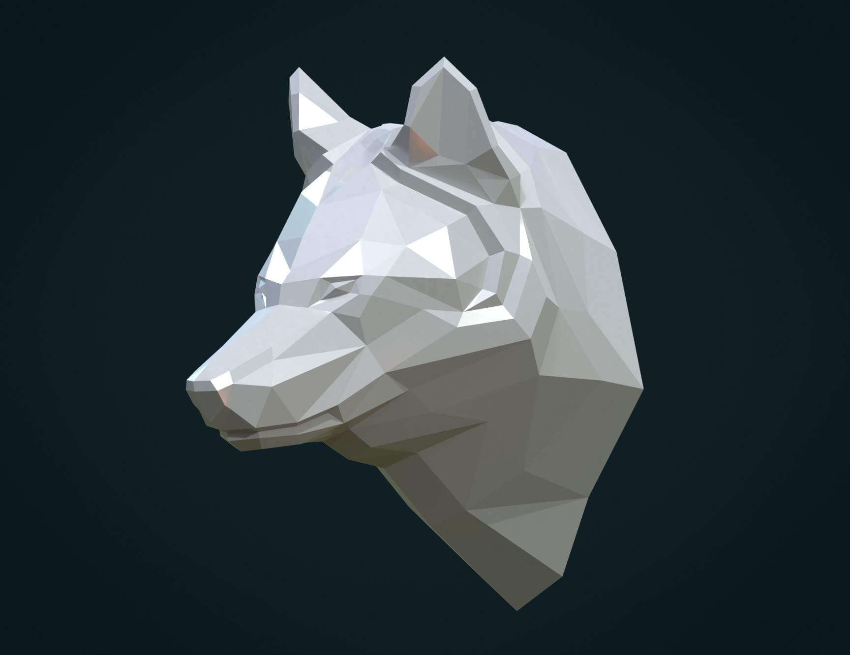 Low Poly Wolf Head - 3D Model by Skazok