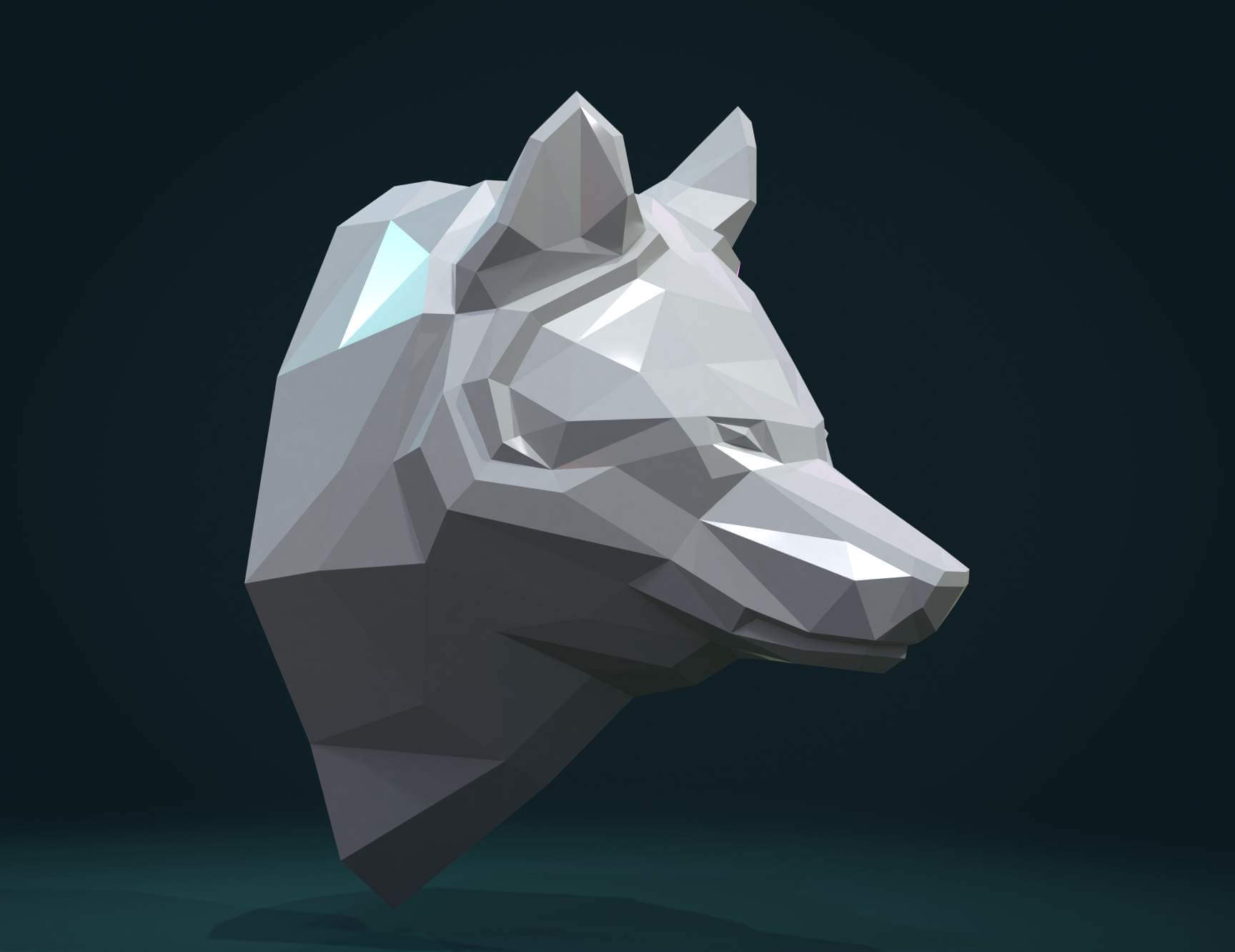 Low Poly Wolf Head - 3D Model by Skazok