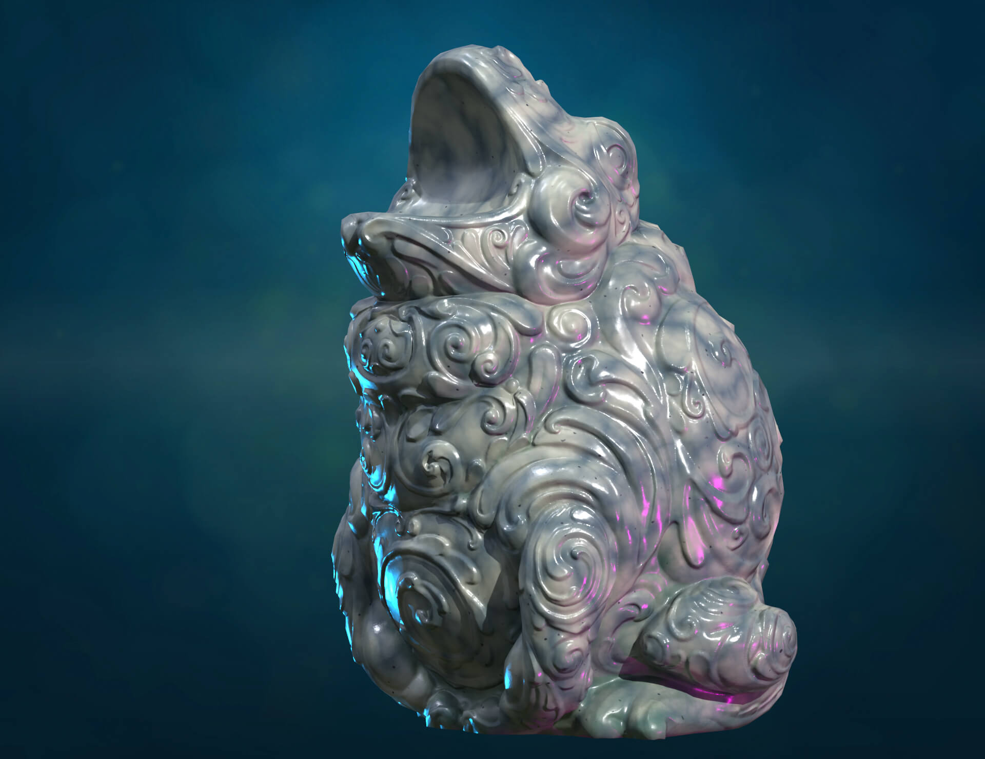 Marble Toad Frog PBR - 3D Model by Skazok