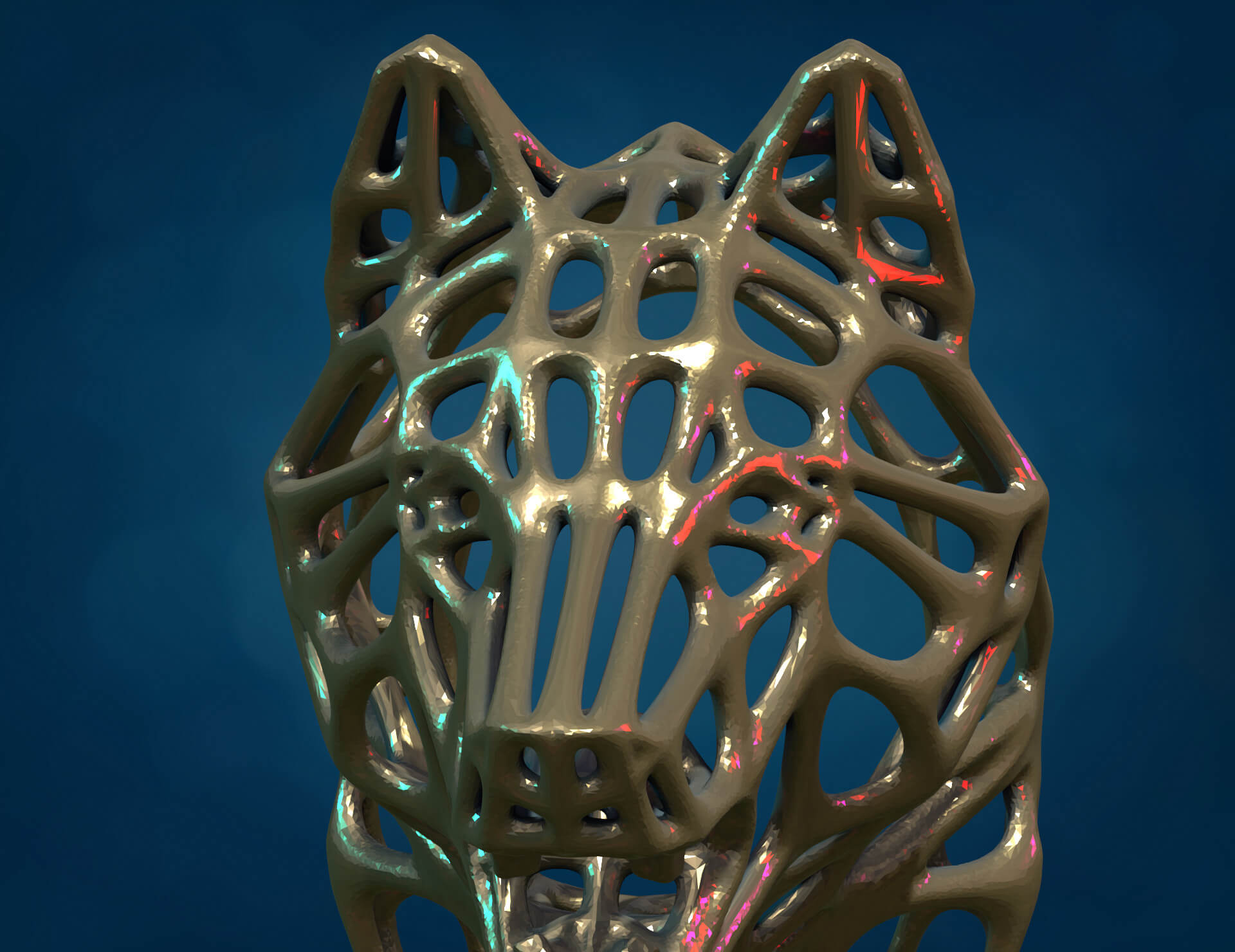 Mesh Wolf Head - 3D Model by Skazok