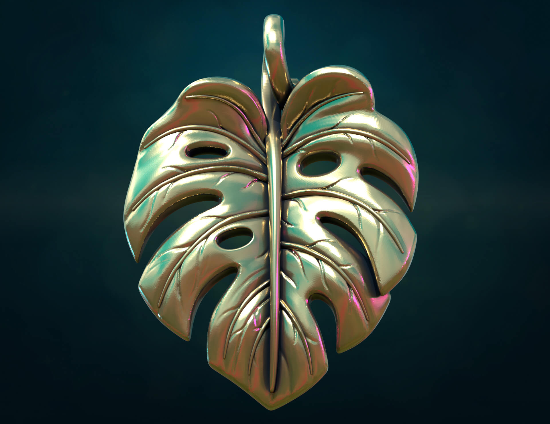 Monstera Pendant - 3D Print Model by Skazok