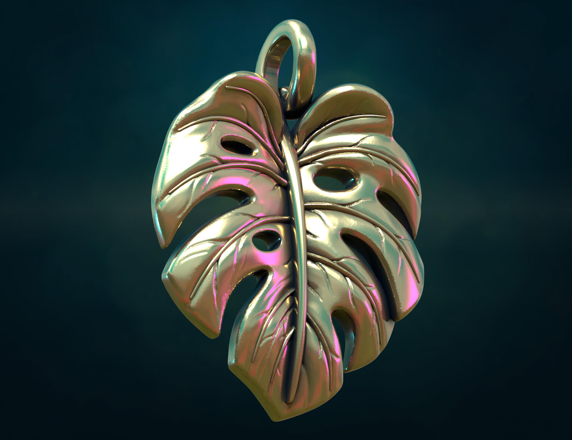 Monstera Pendant - 3D Print Model by Skazok