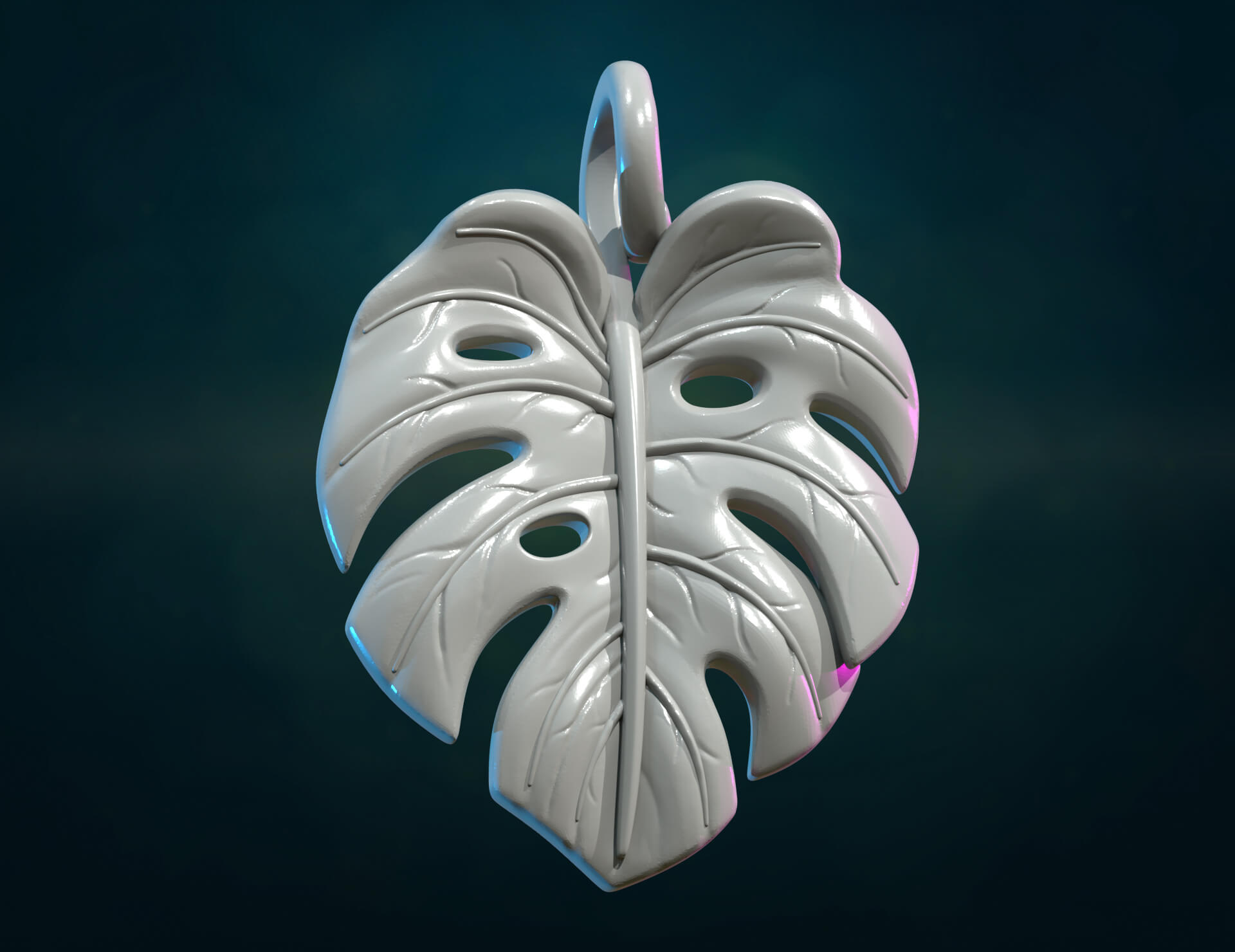 Monstera Pendant - 3D Print Model by Skazok
