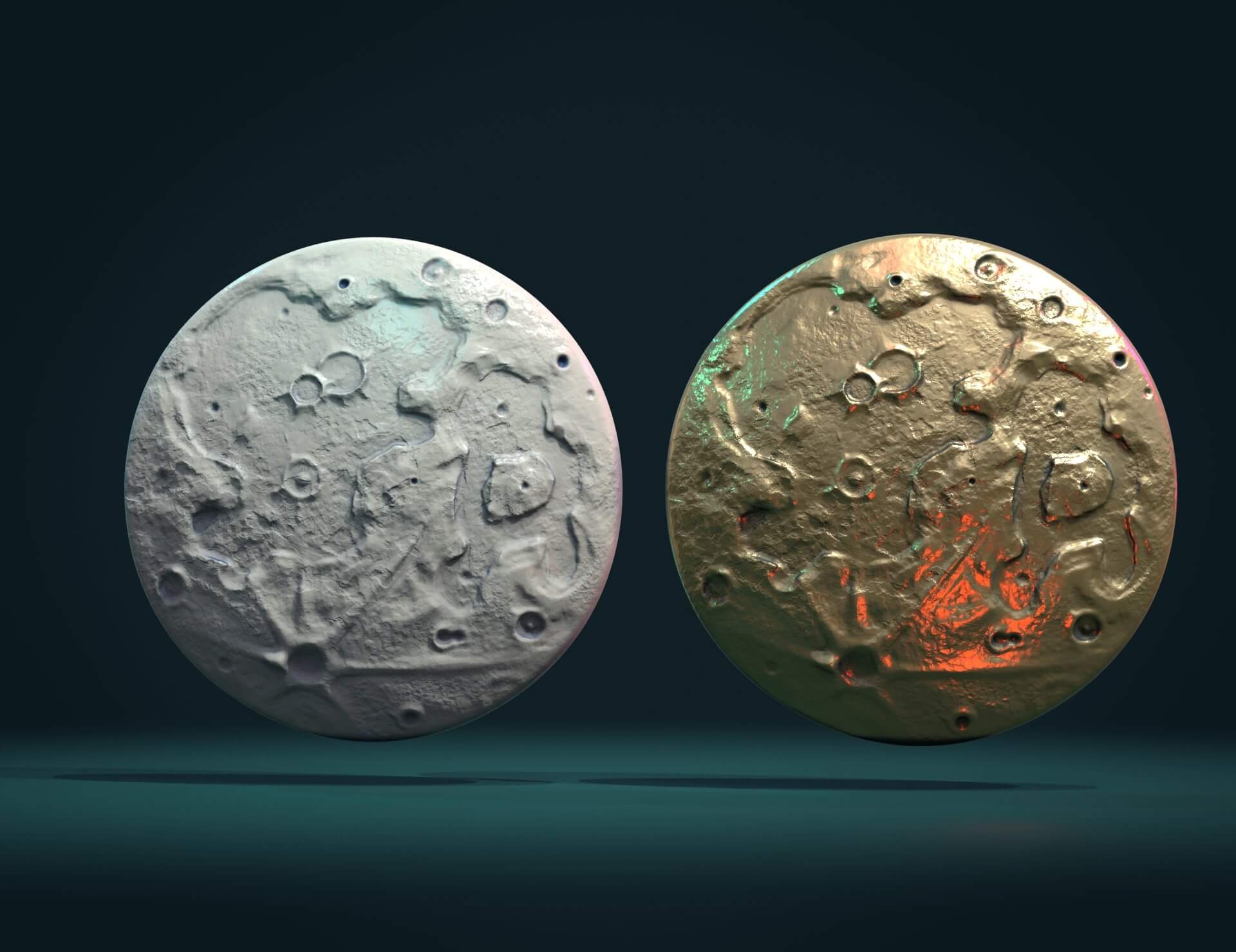 Moon Bas-Relief Pendant 3D Model by Skazok