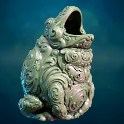 Ornate Toad Frog Opened - 3D Model by Skazok