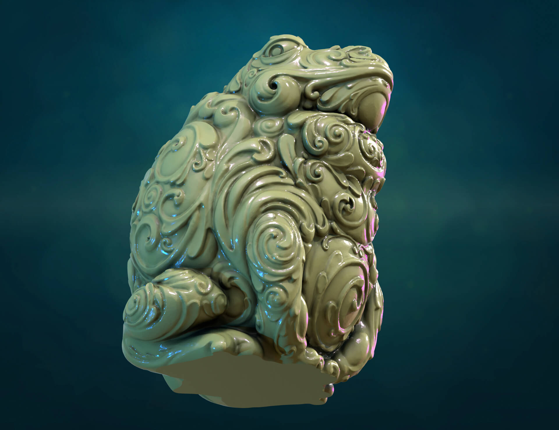 Ornate Toad Frog - 3D Print Model by Skazok