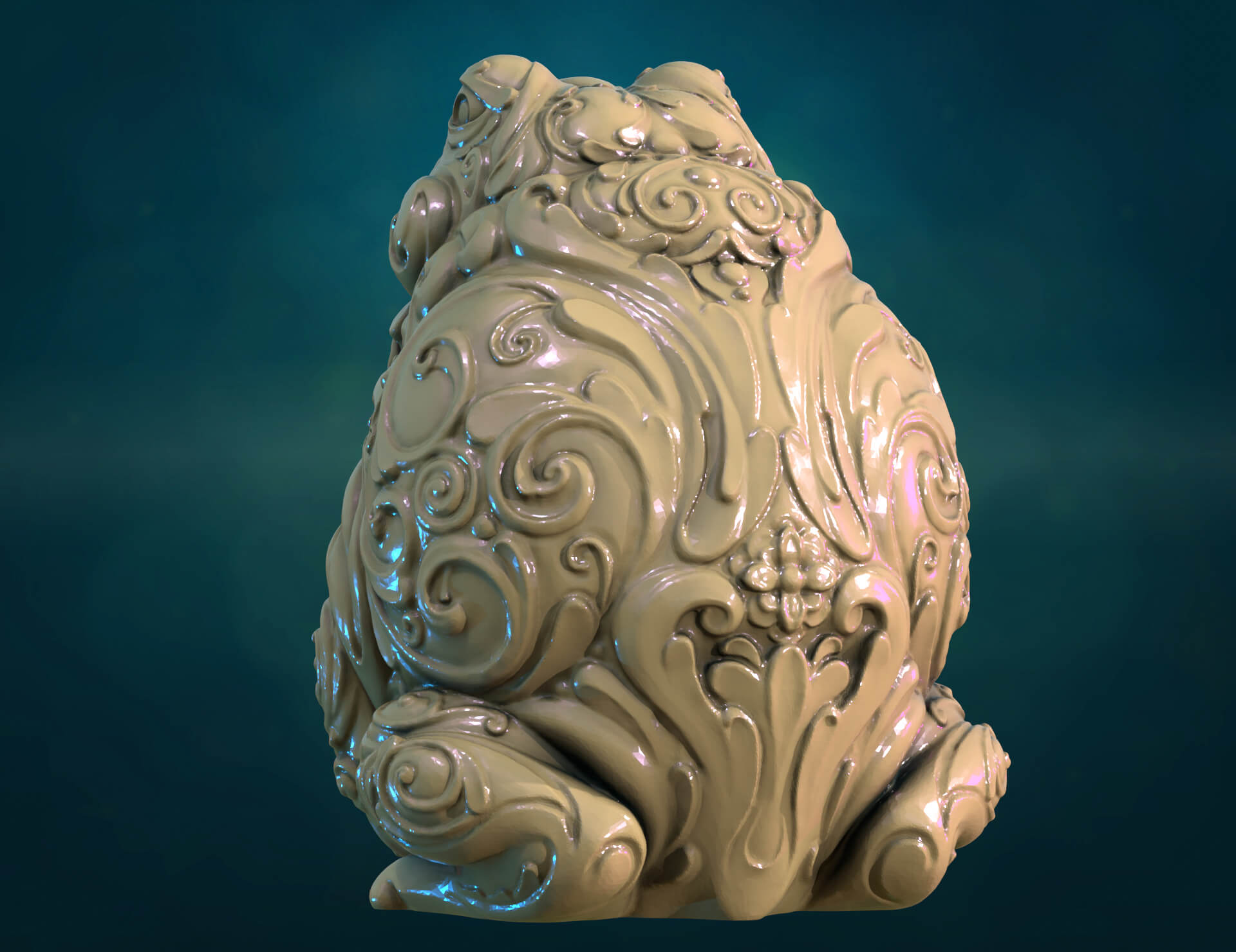 Ornate Toad Frog - 3D Print Model by Skazok