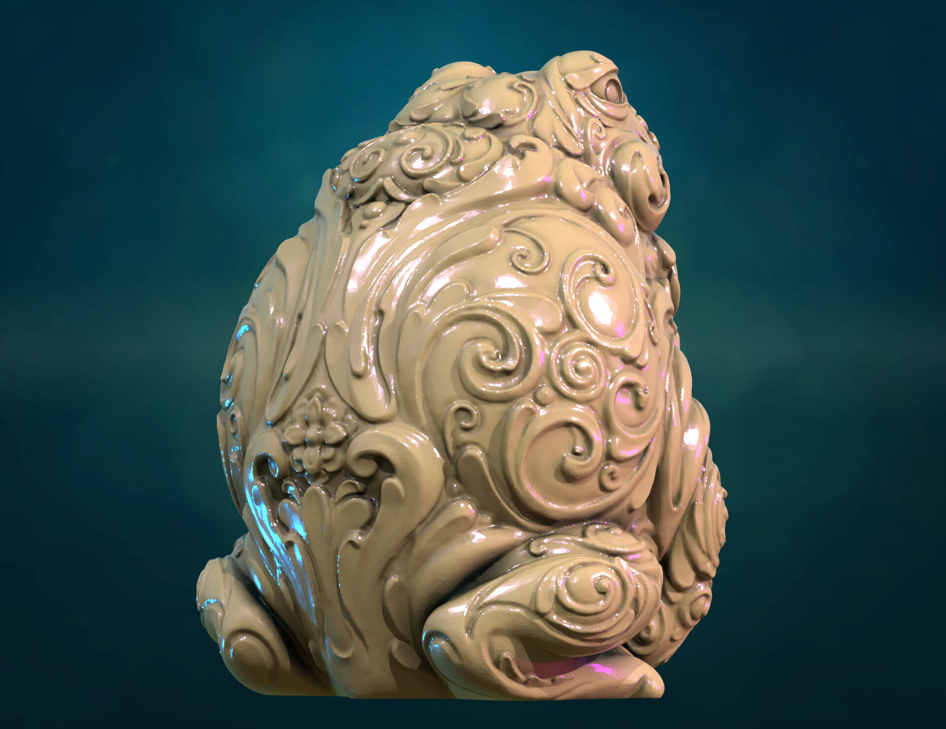 Ornate Toad Frog - 3D Print Model by Skazok