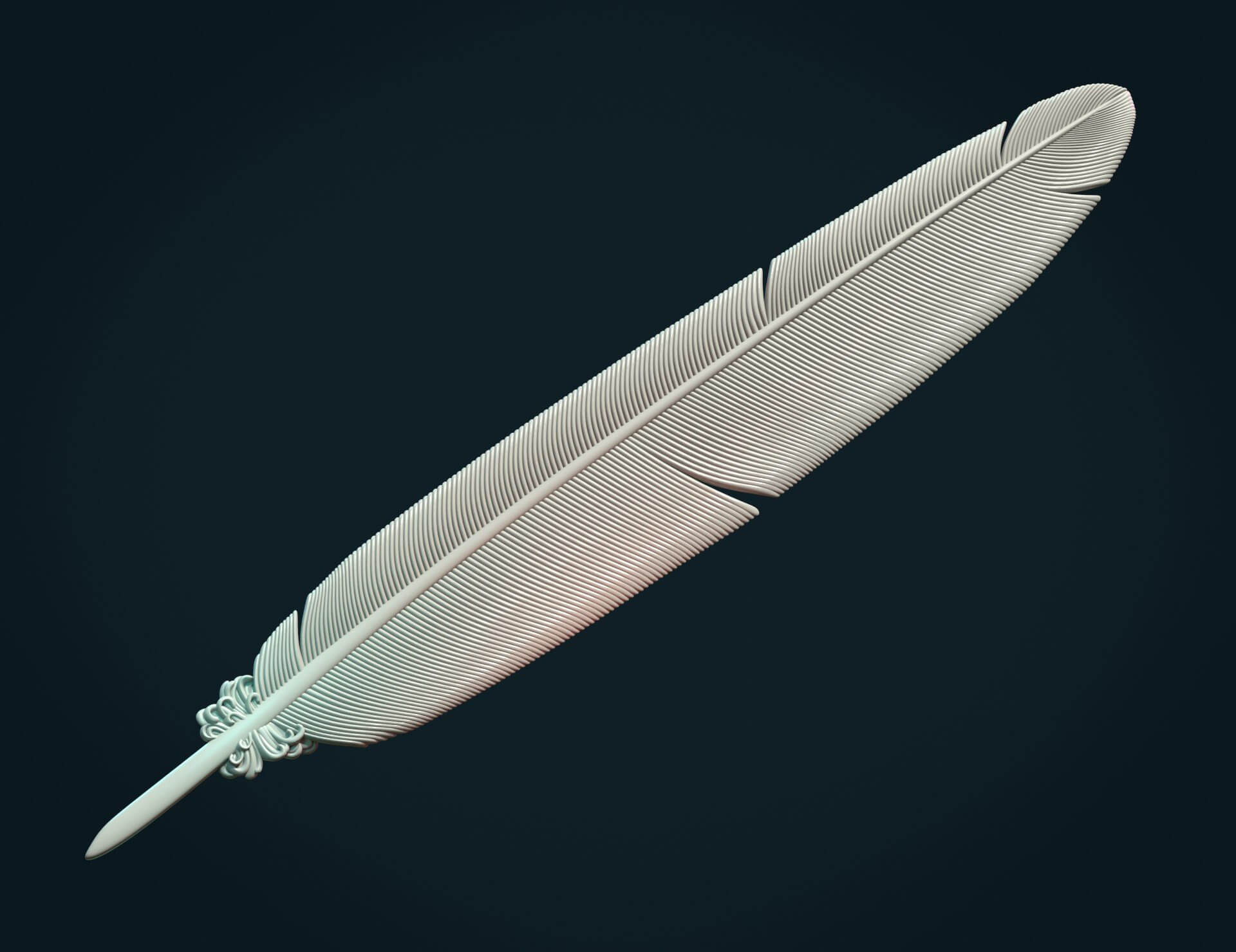 Printable Feather - 3D Model by Skazok