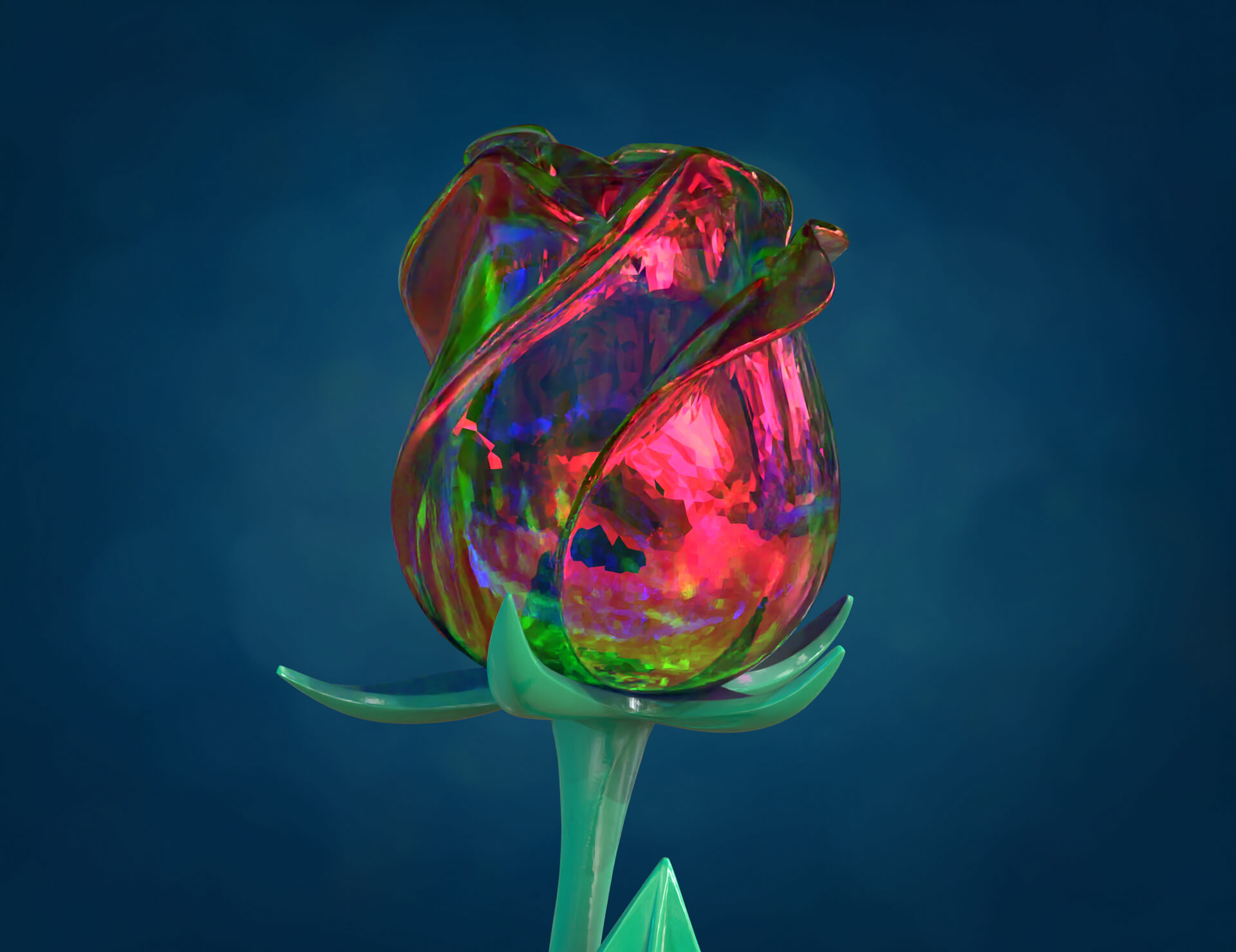 Rose flower II - 3D Model by Skazok