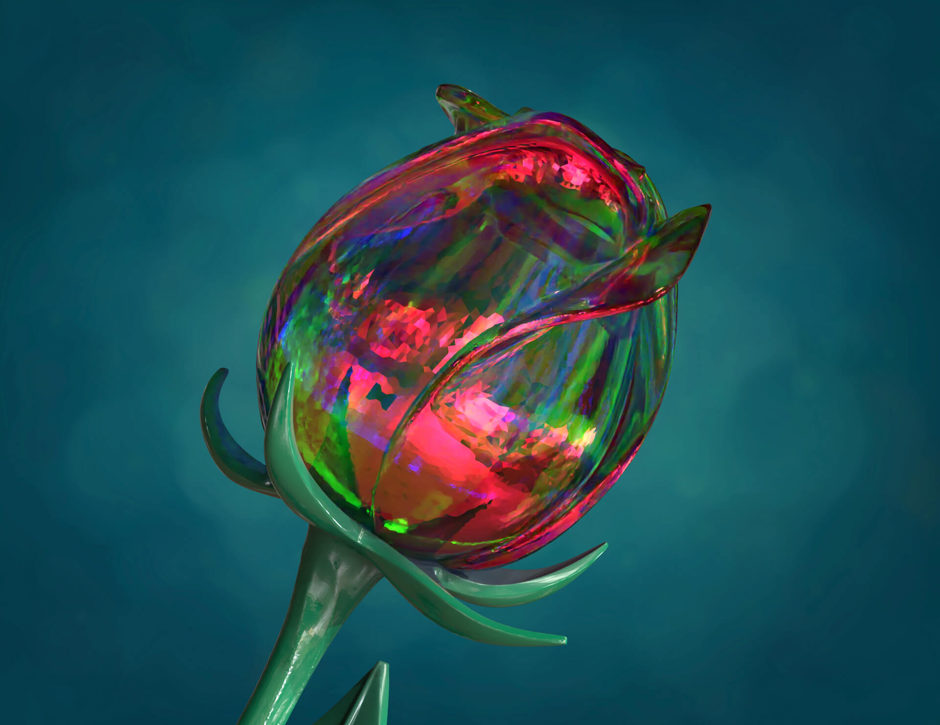 Rose flower II - 3D Model by Skazok