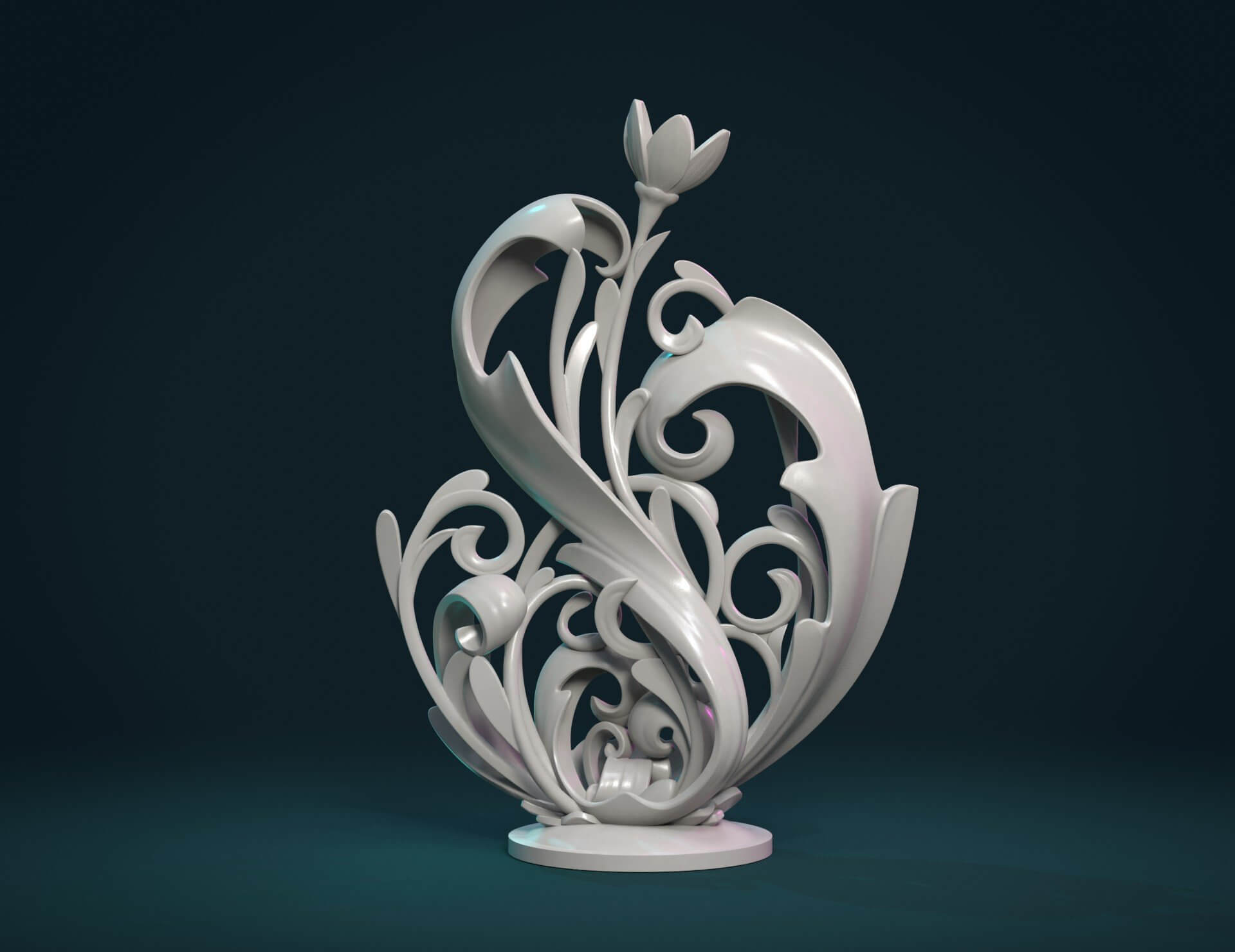 Scroll Plant Sculpture - 3D Model by Skazok