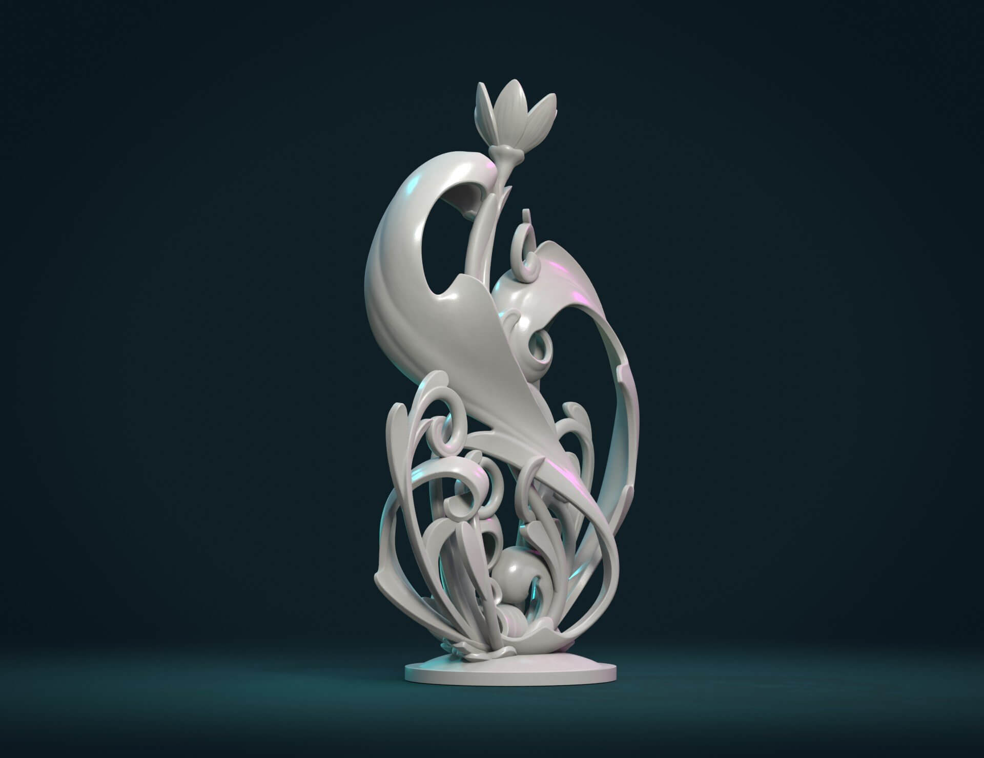 Scroll Plant Sculpture - 3D Model by Skazok