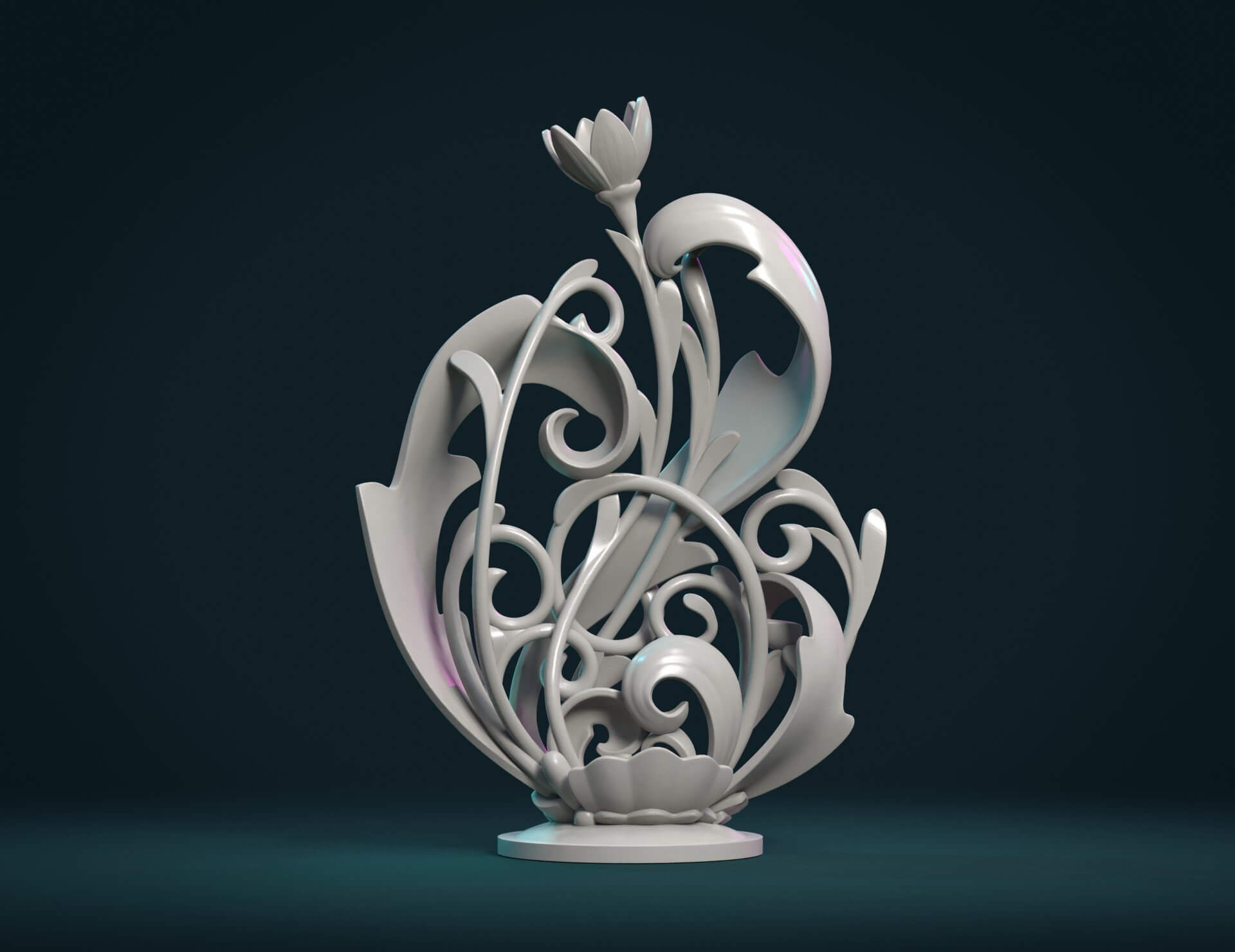 Scroll Plant Sculpture - 3D Model by Skazok