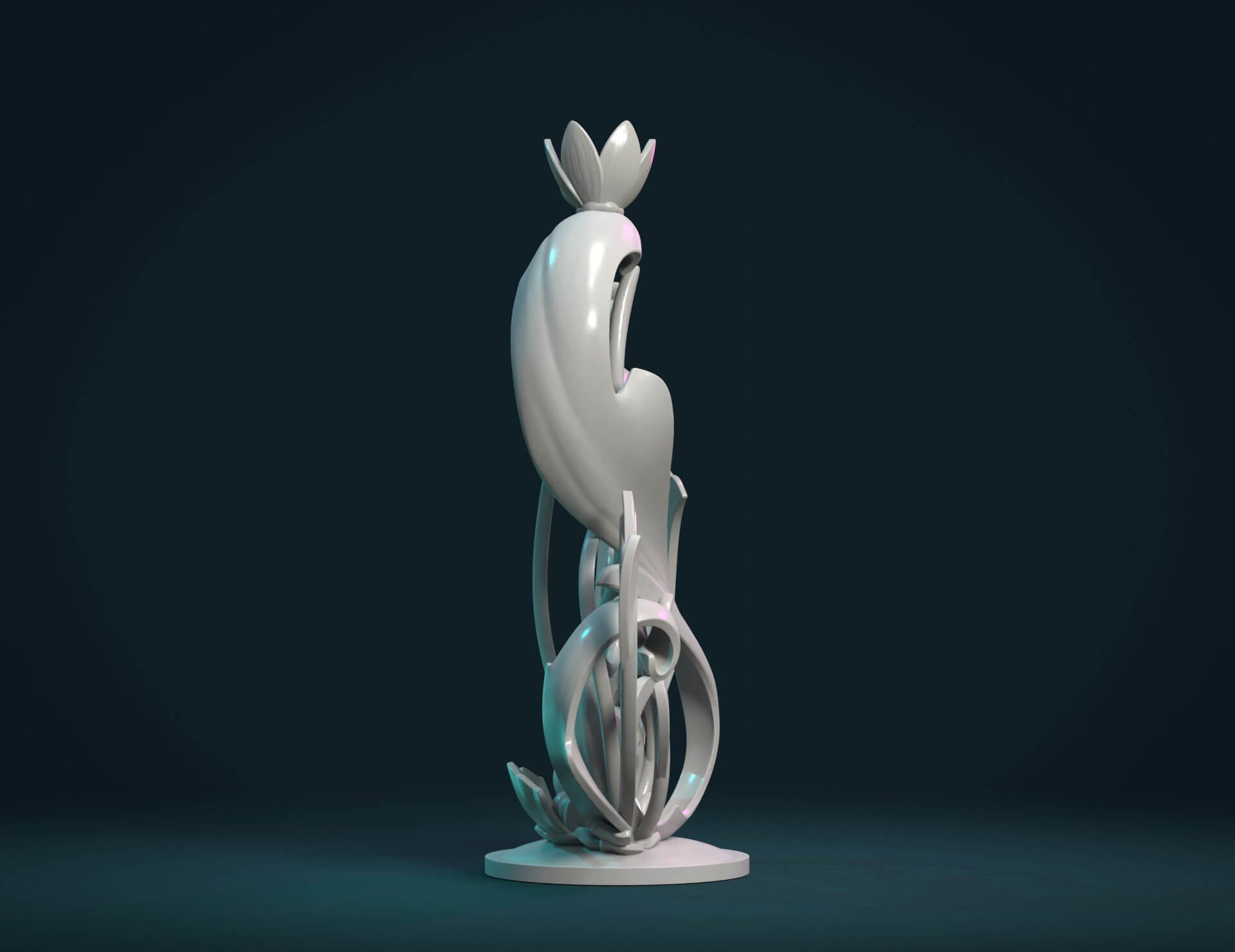 Scroll Plant Sculpture - 3D Model by Skazok