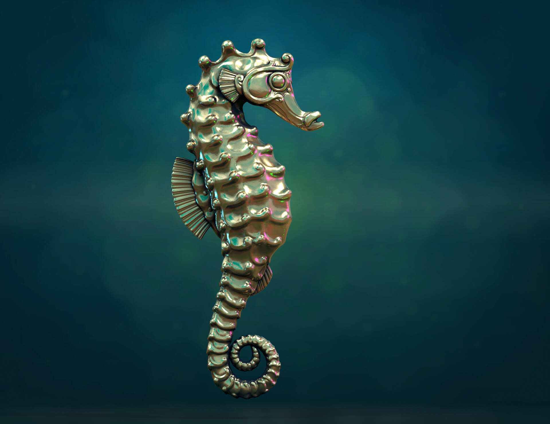 Seahorse charm - 3D Print Model by Skazok