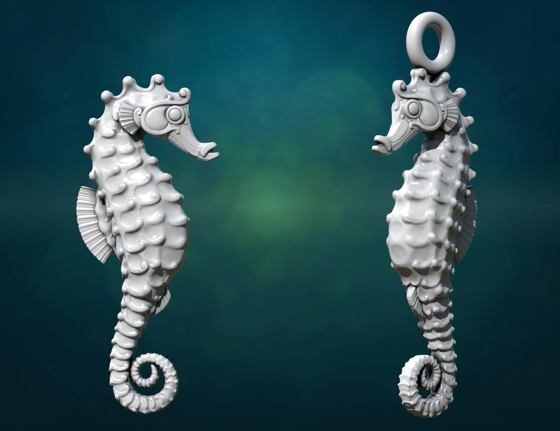 Seahorse charm - 3D Model by Skazok