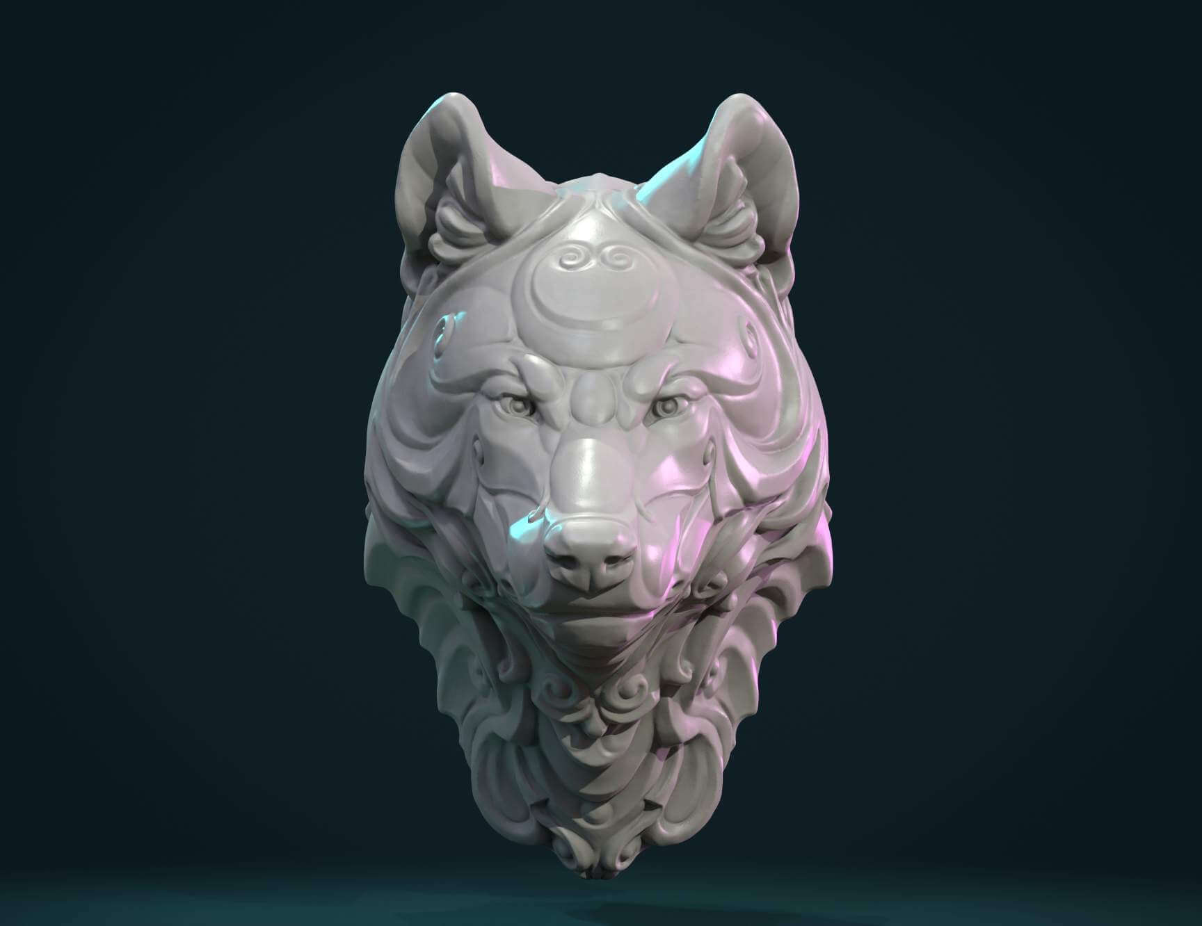 Stylized Wolf Head - 3D Model by Skazok