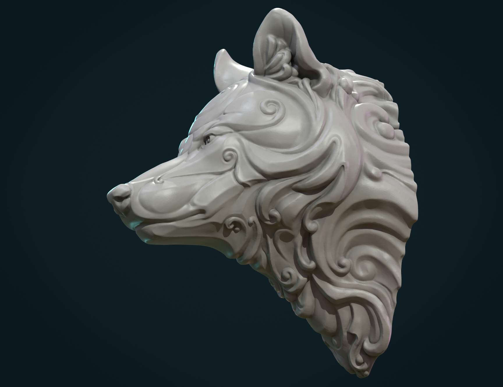 Stylized Wolf Head - 3D Model by Skazok