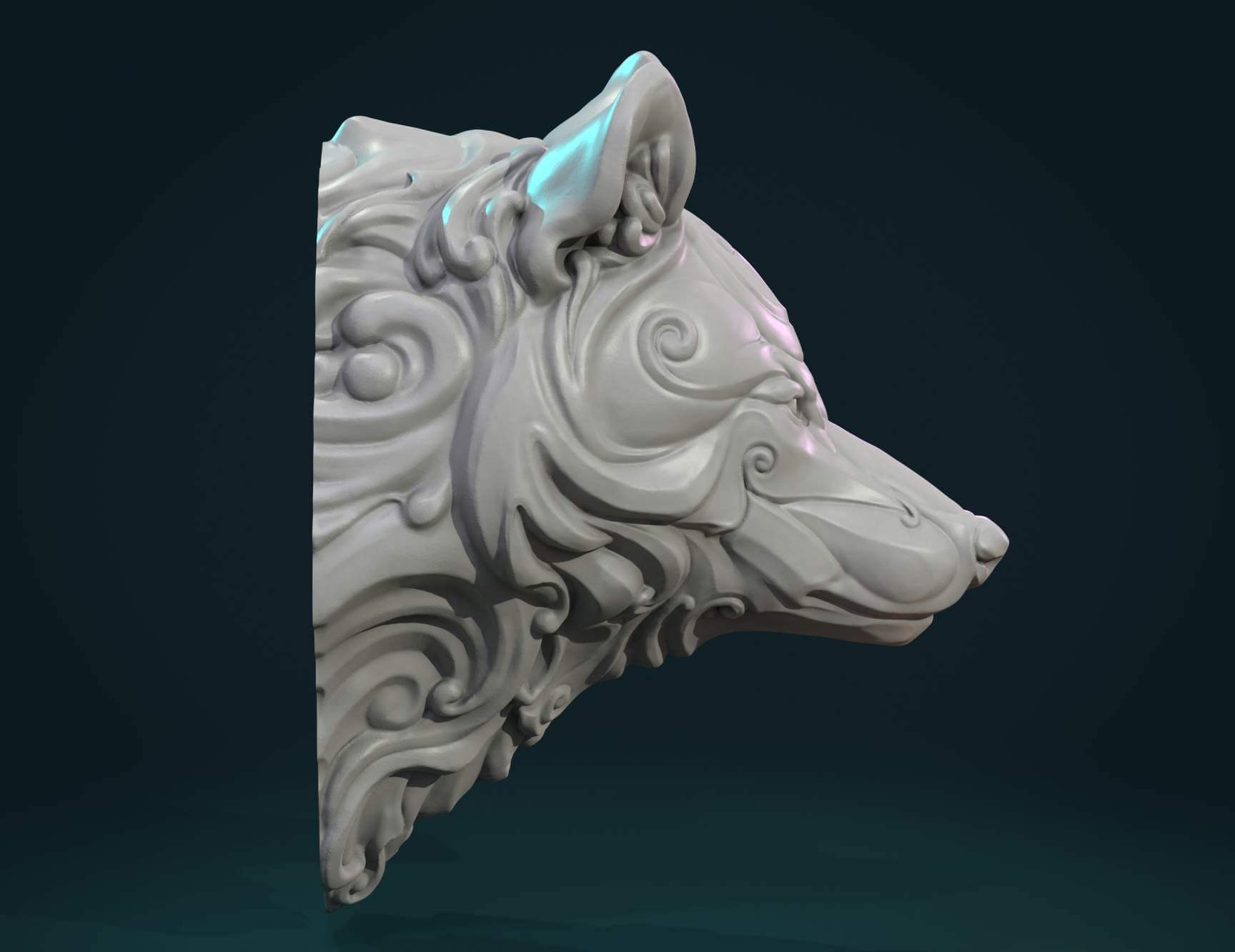 Stylized Wolf Head - 3D Model by Skazok