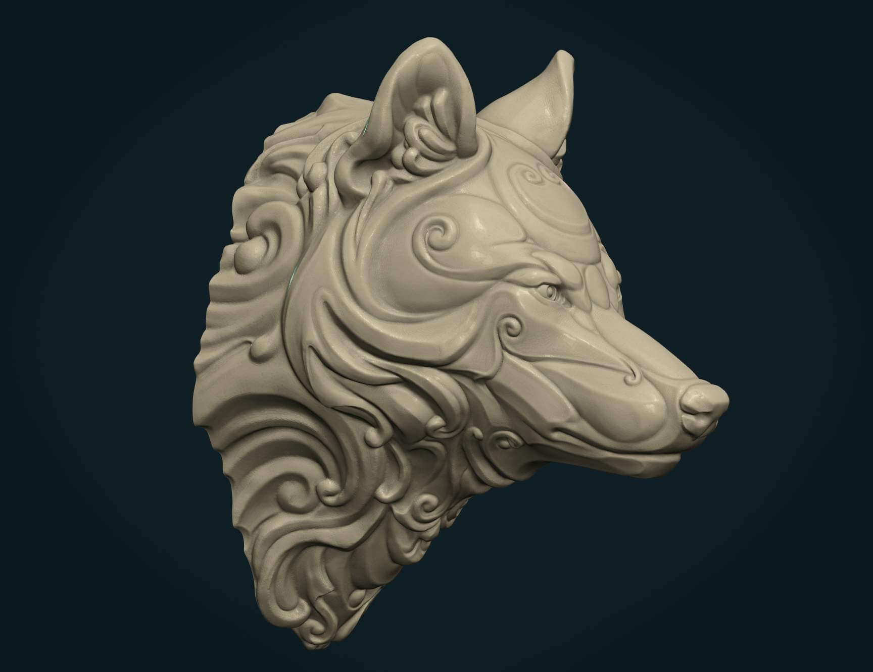 Stylized Wolf Head - 3D Model by Skazok