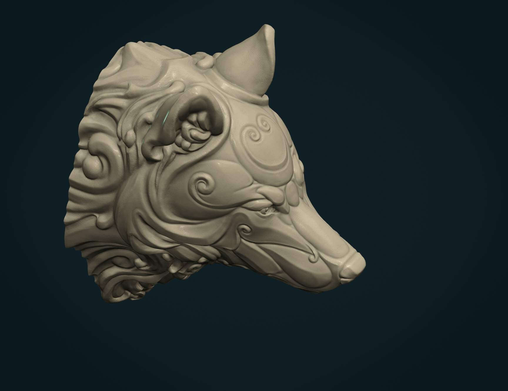 Stylized Wolf Head - 3D Model by Skazok
