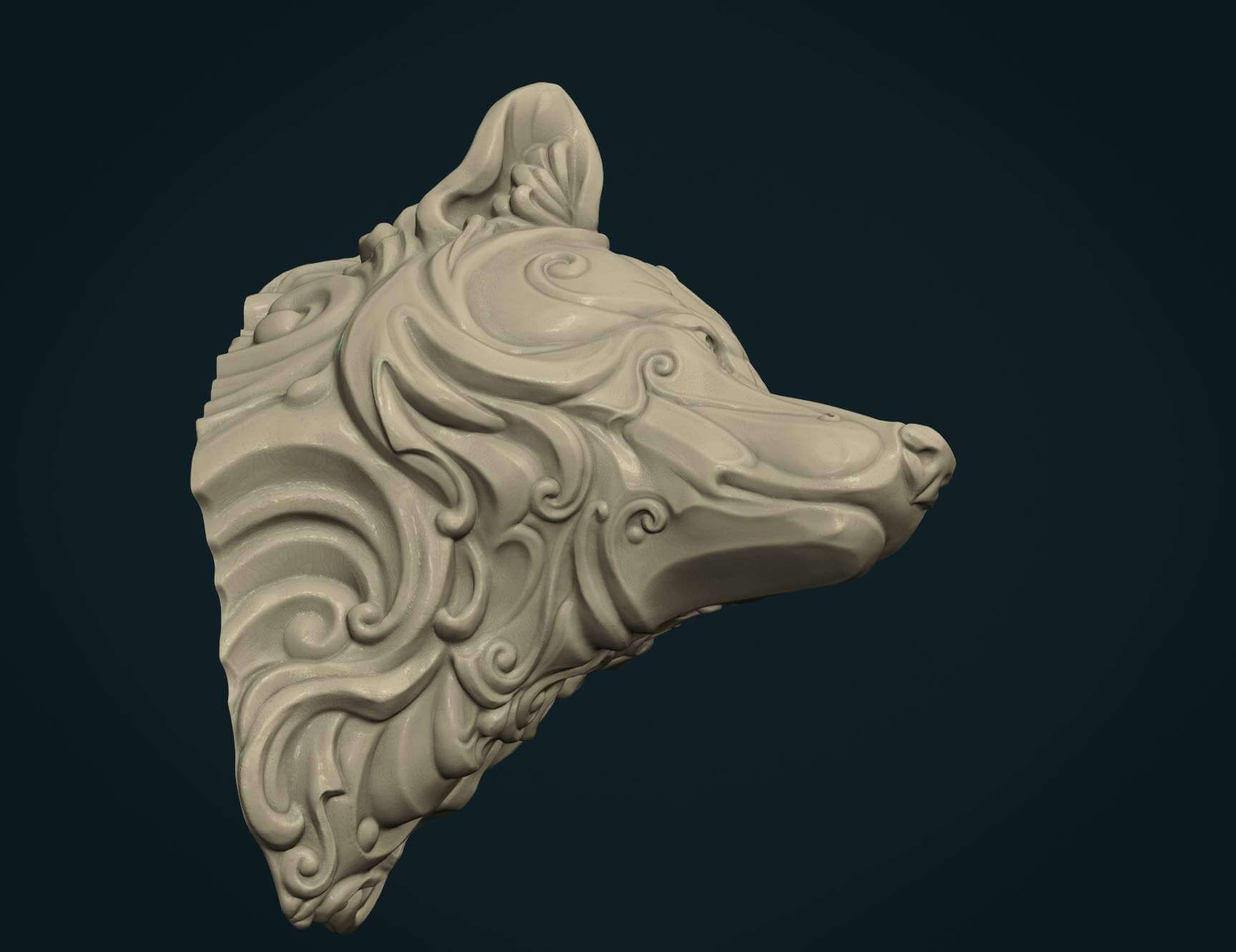 Stylized Wolf Head - 3D Model by Skazok