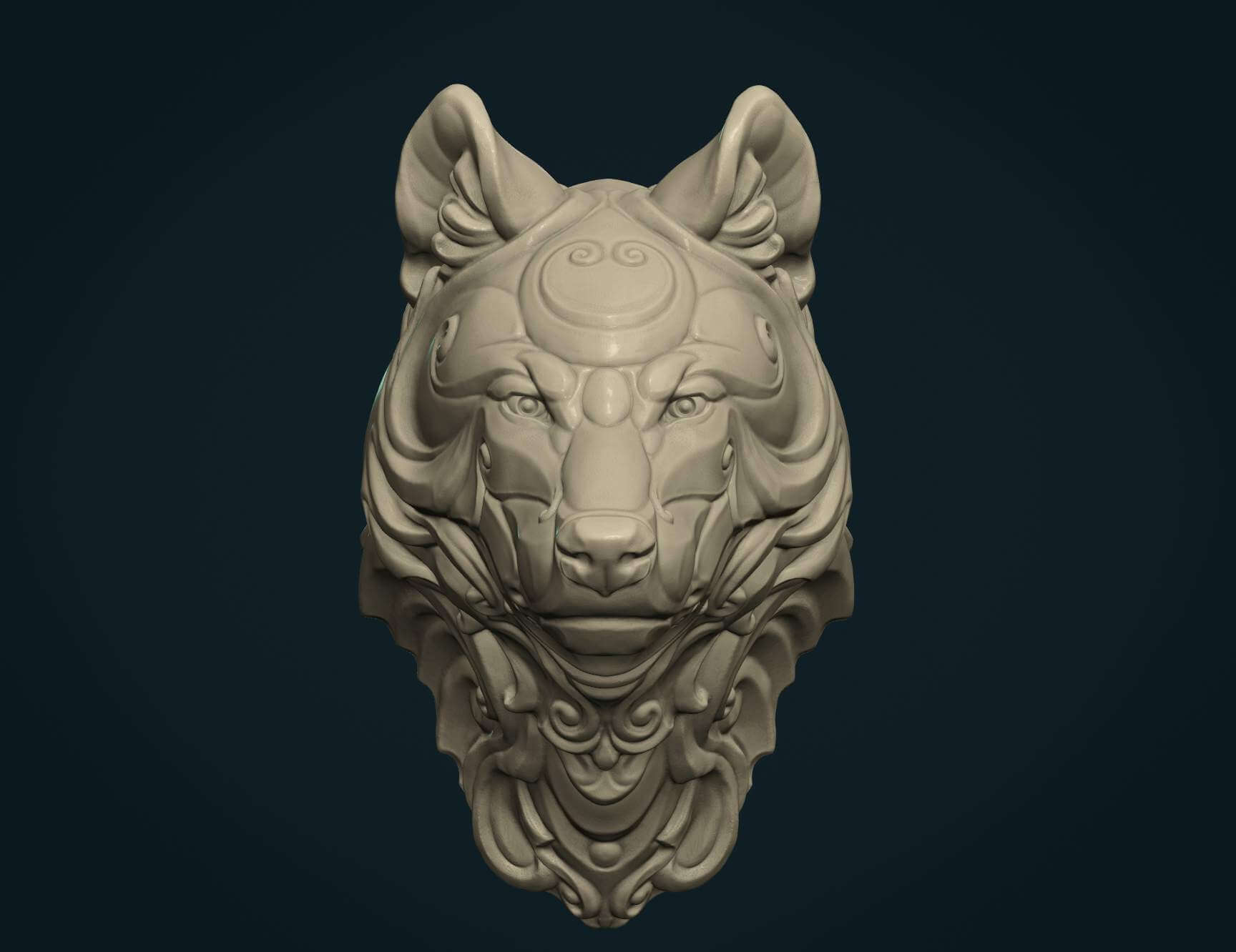 Stylized Wolf Head - 3D Model by Skazok