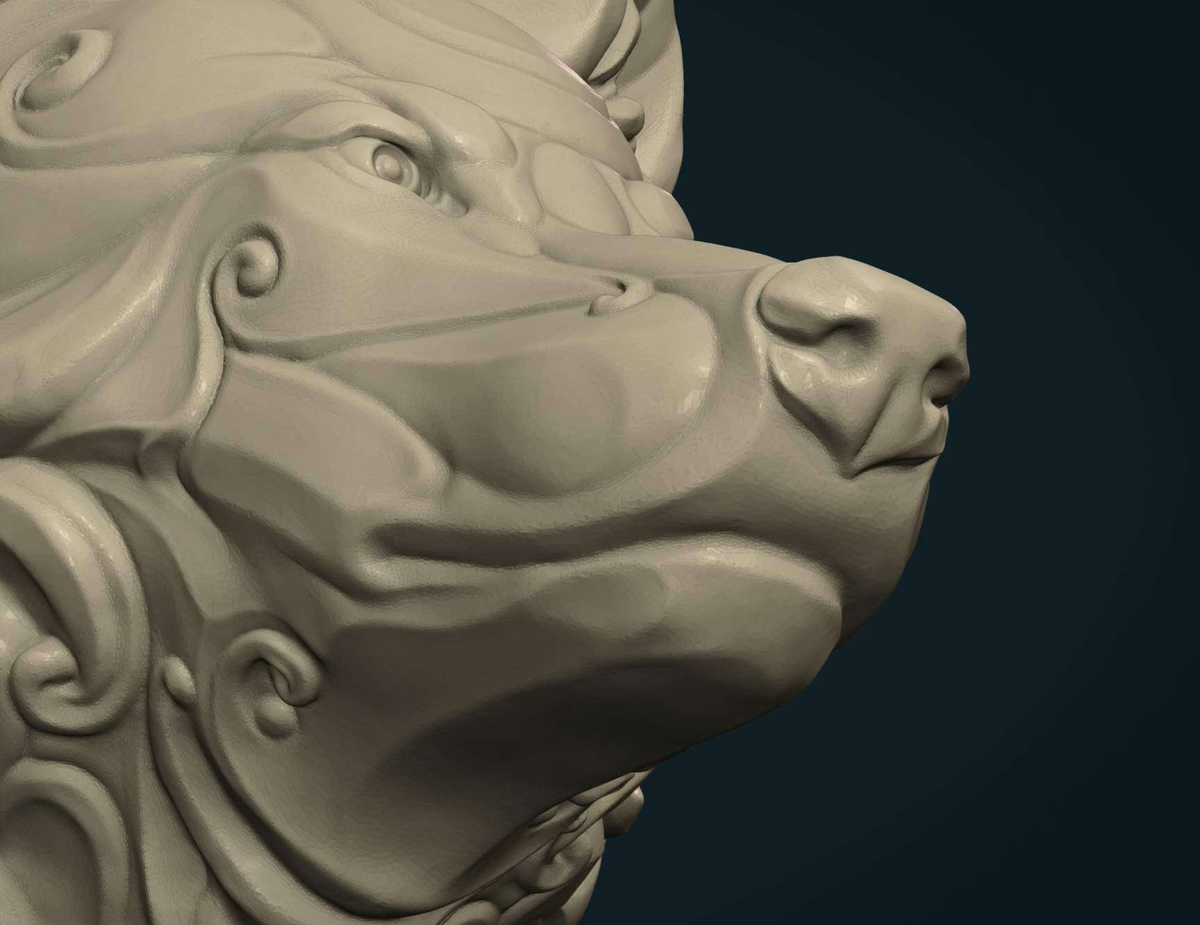Stylized Wolf Head - 3D Model by Skazok