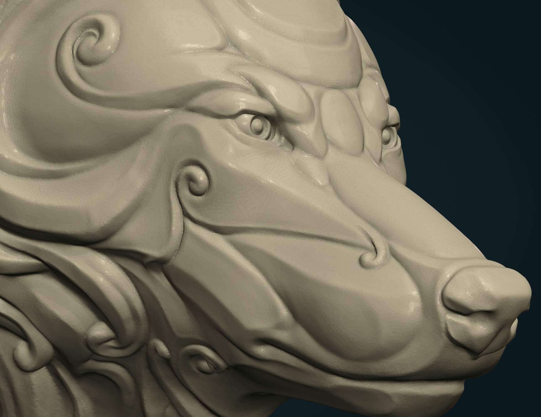 Stylized Wolf Head - 3D Model by Skazok