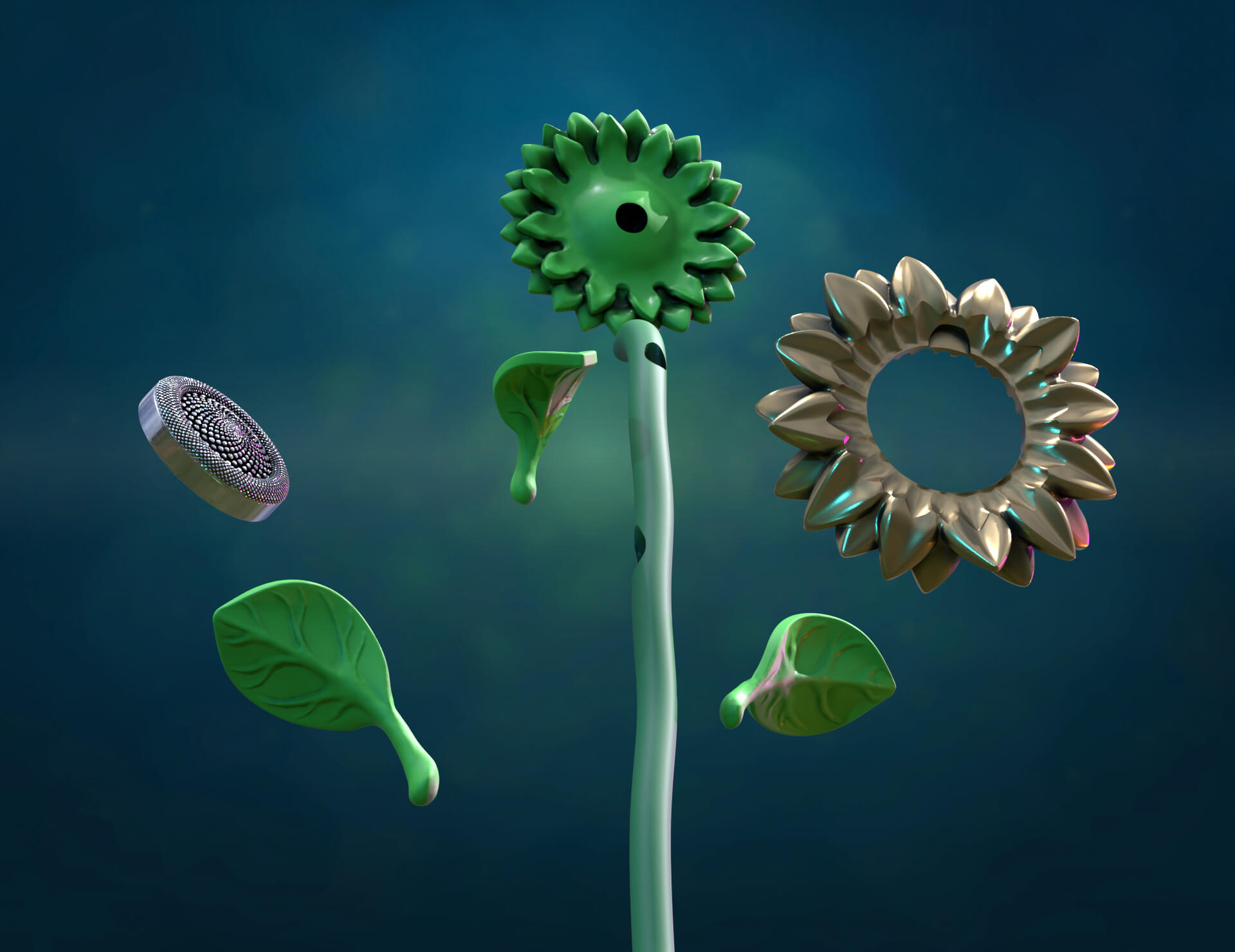 Sun Flower Sculpture - 3D Print Model by Skazok