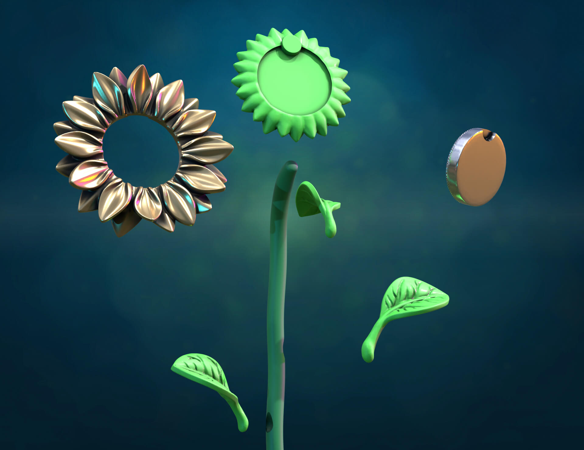Sun Flower Sculpture - 3D Model by Skazok