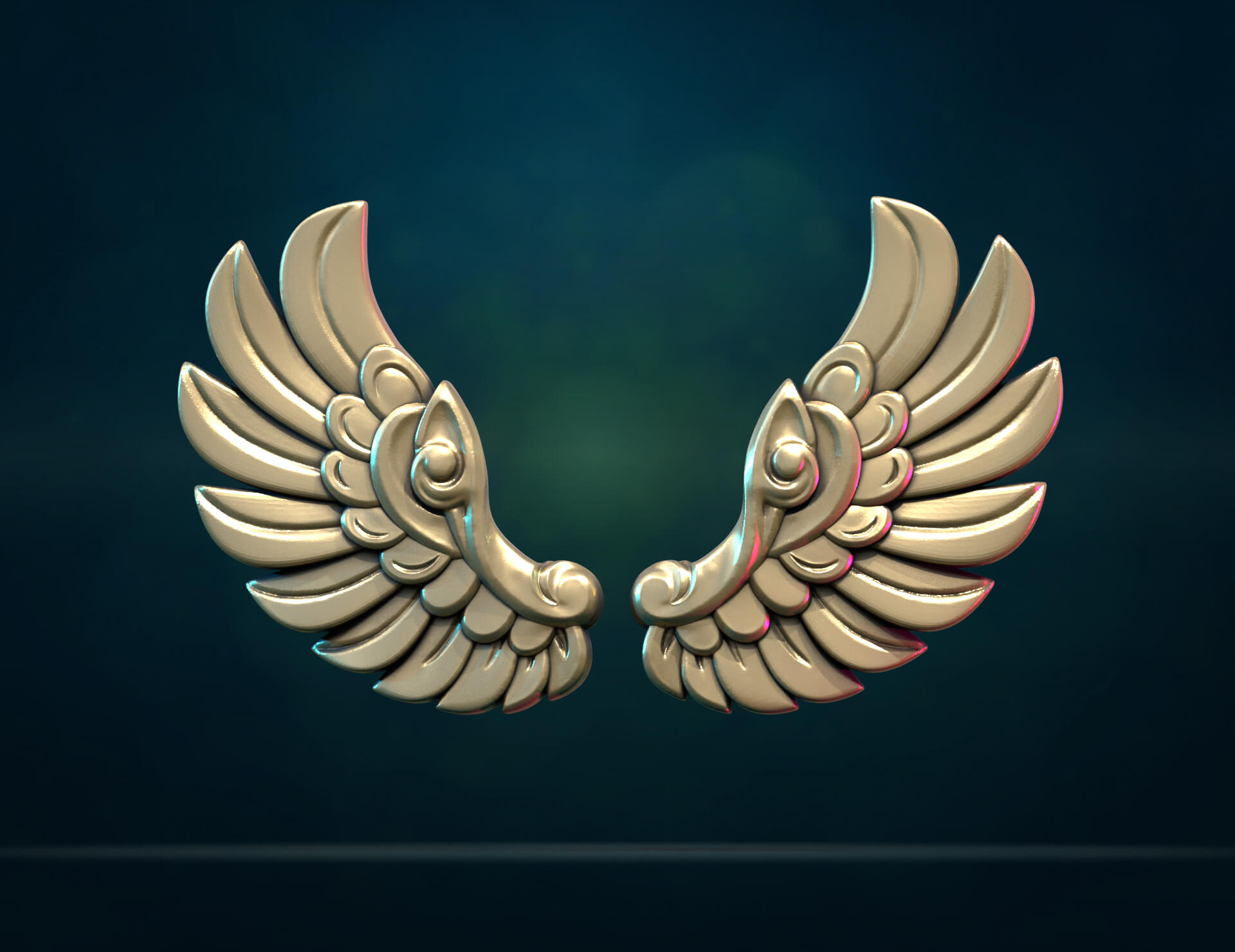 Wings and Pendant - 3D Model by Skazok