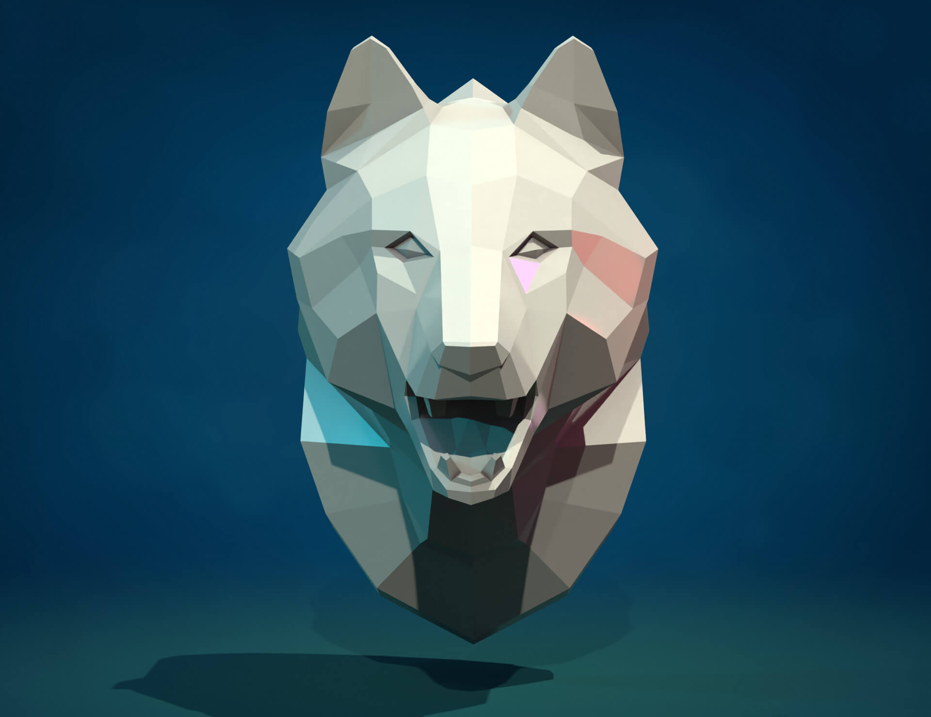 Wolf Head Low Poly - 3D Model by Skazok