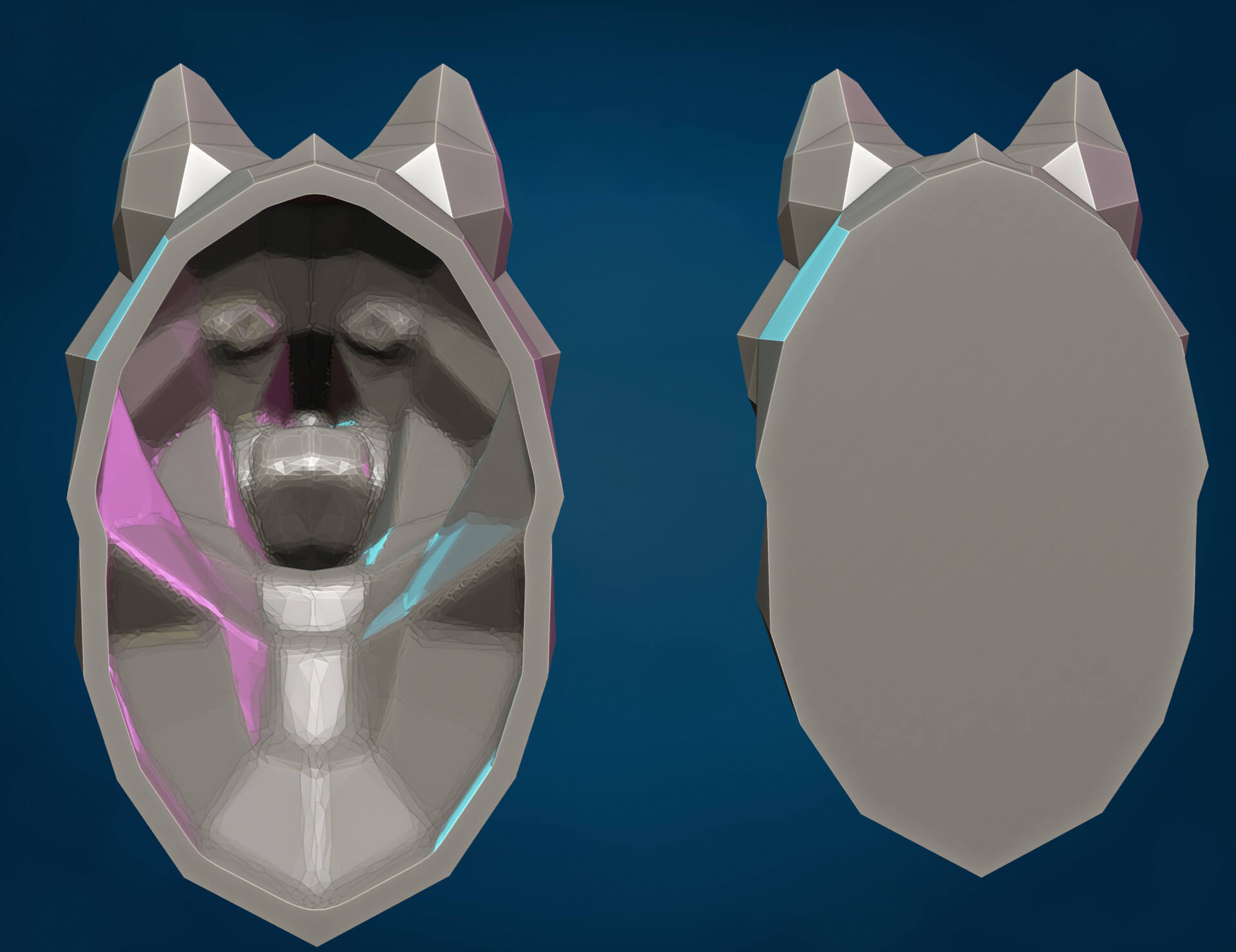 Wolf Head Low Poly - 3D Model by Skazok